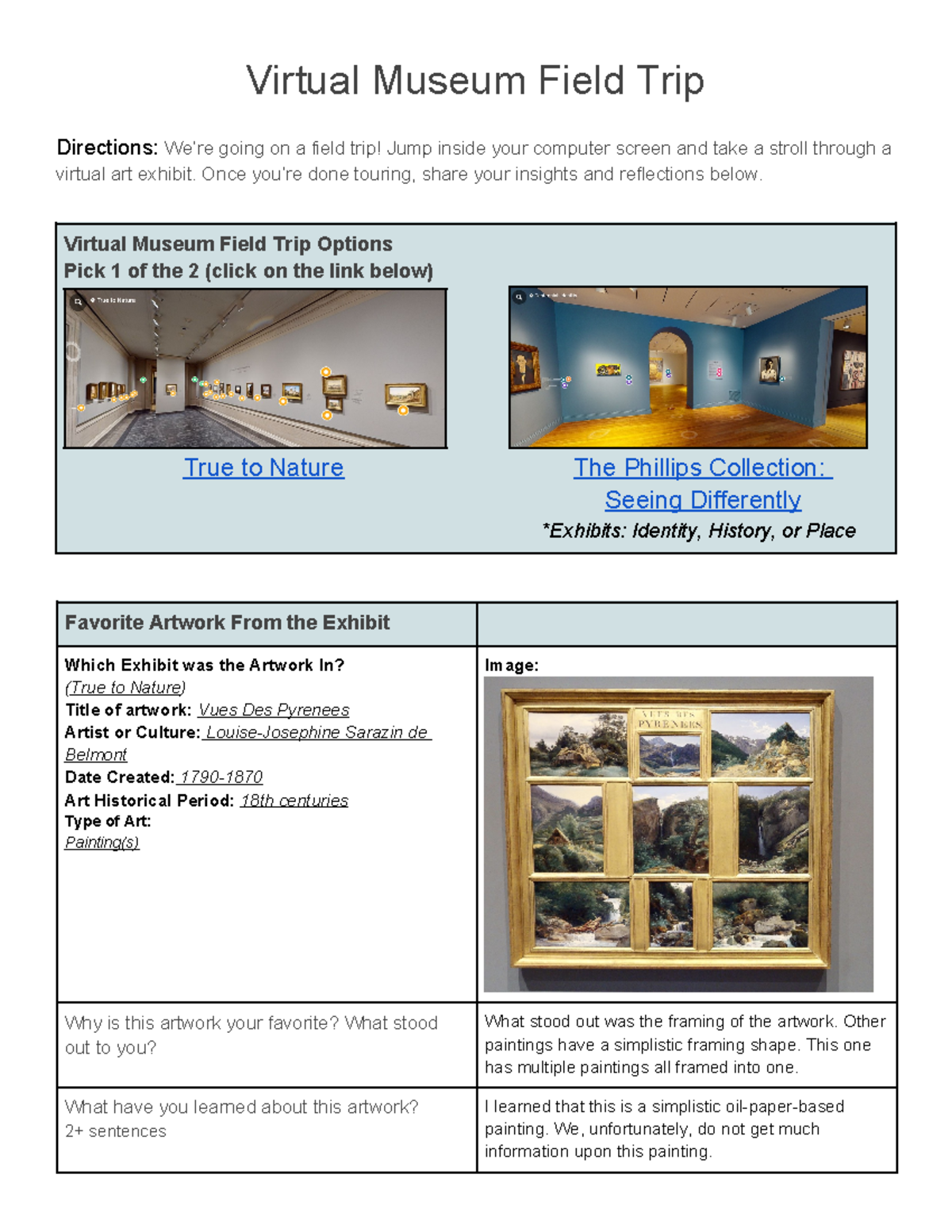 Copy of 1.07 Written Act. Virtual Museum Field Trip - Virtual Museum ...