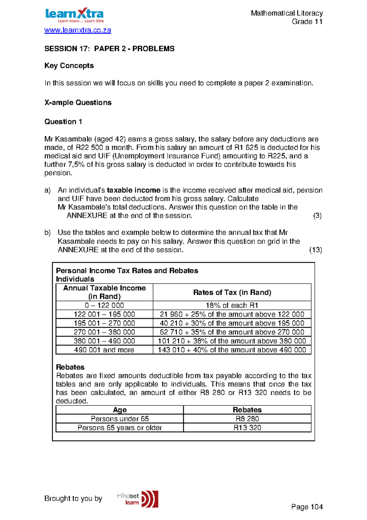 Mindset gr11 Exam Practice - Grade 11 learnxtra.co Brought to you by ...