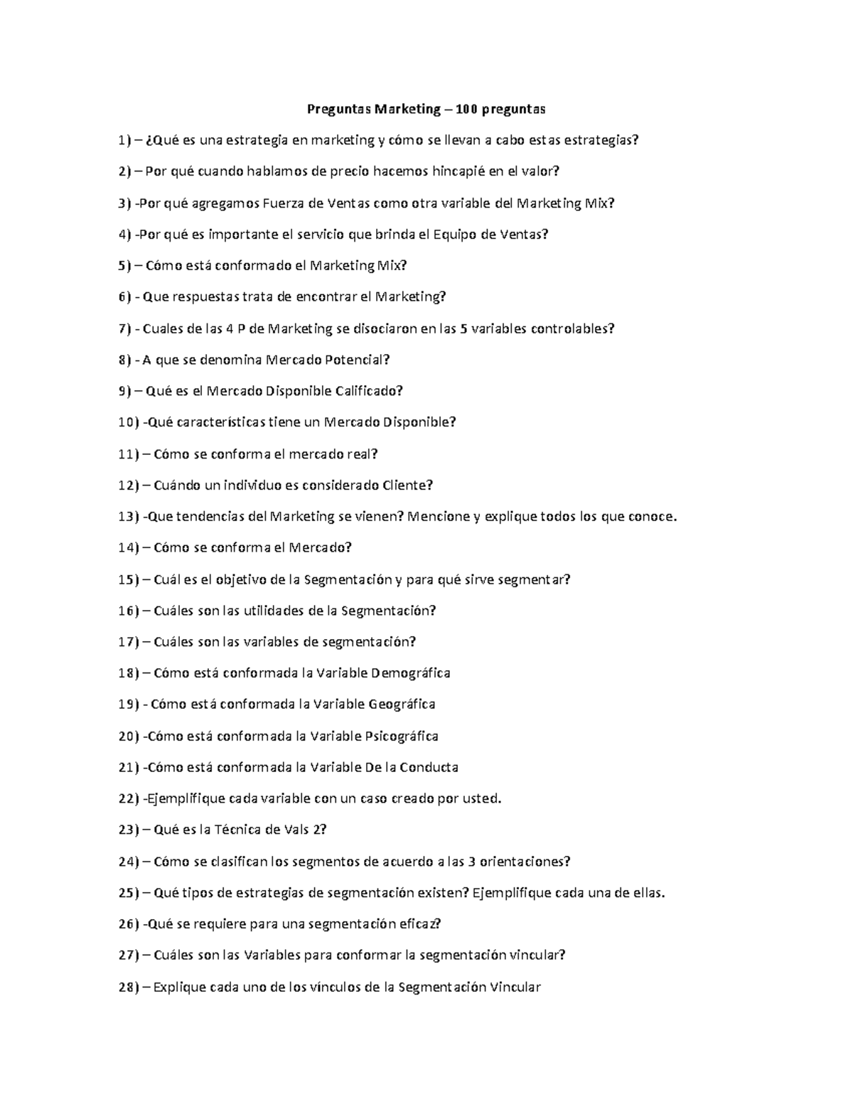 Preguntas Marketing 100 preguntas - Warning: TT: undefined function: 32 Warning: TT: undefined ...
