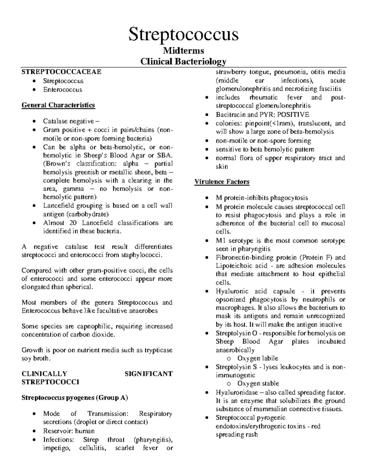 Streptococcus Clinical Bacteriology - Streptococcus Midterms Clinical ...
