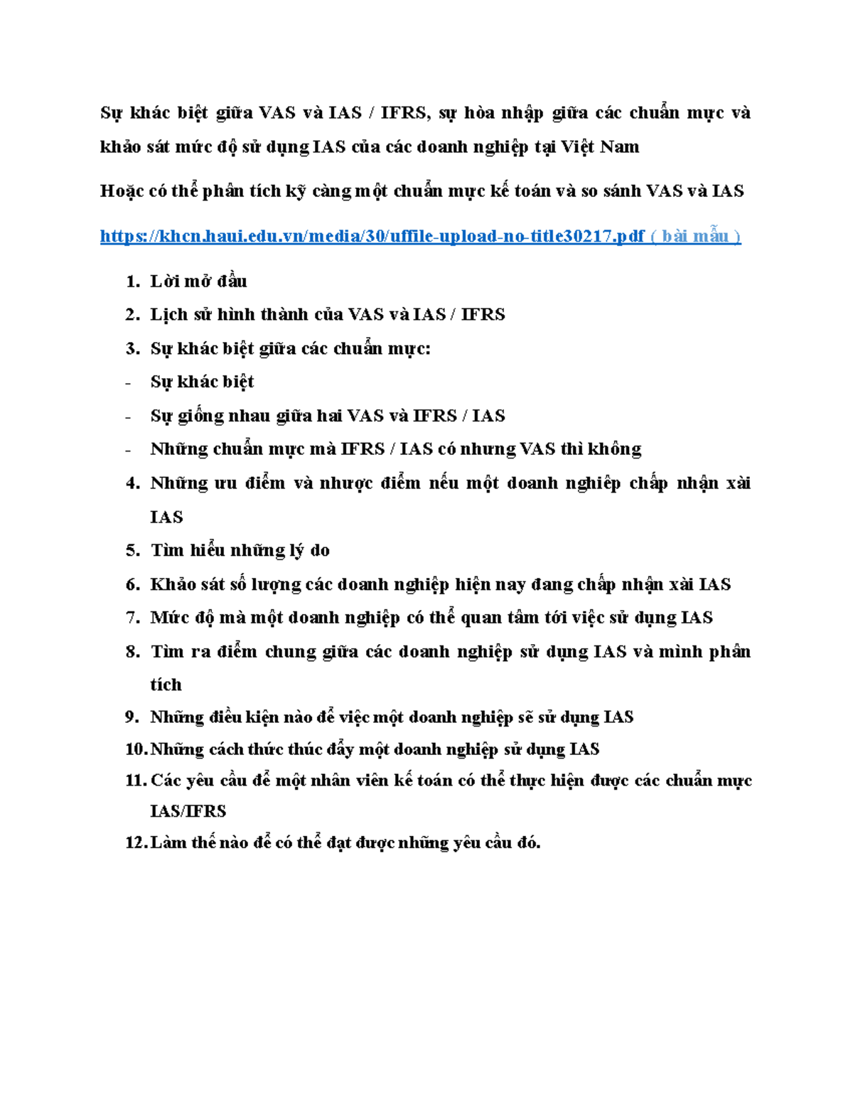 Sự khác biệt giữa VAS và IAS - Sự khác biệt giữa VAS và IAS / IFRS, sự hòa nhập giữa các chuẩn ...