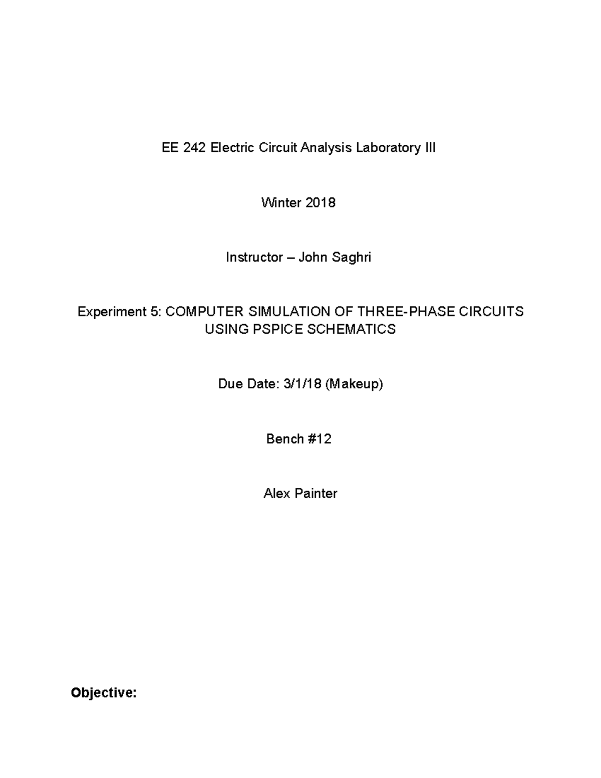 EE 242 Lab 5 - lab report - EE 242 Electric Circuit Analysis Laboratory ...