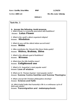IPHP Module 1 Assessment Task - Name: Castillo, Erica Miles C. Section ...