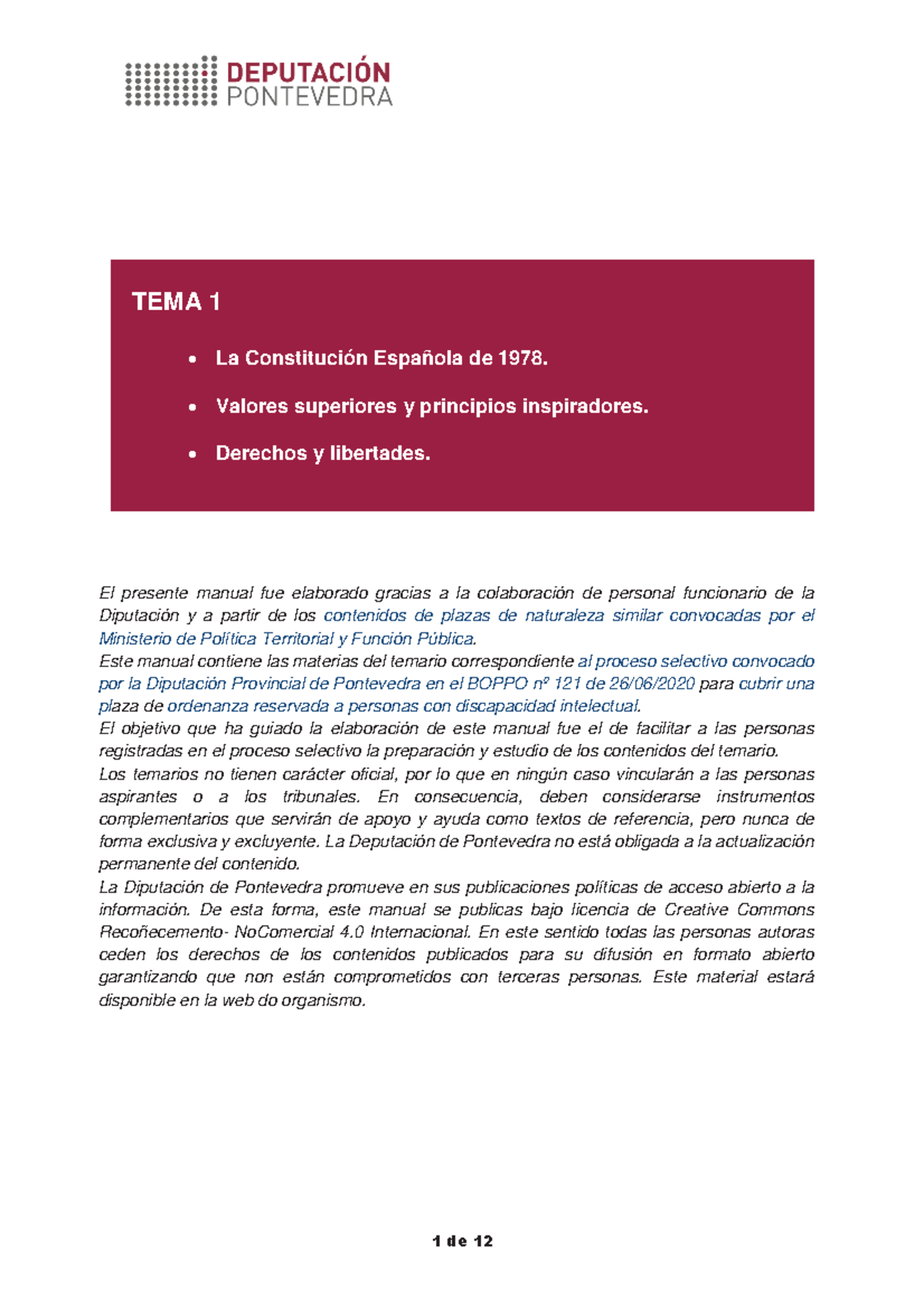 Temario Subalterno Diputación Pontevedra - El presente manual fue elaborado - Studocu