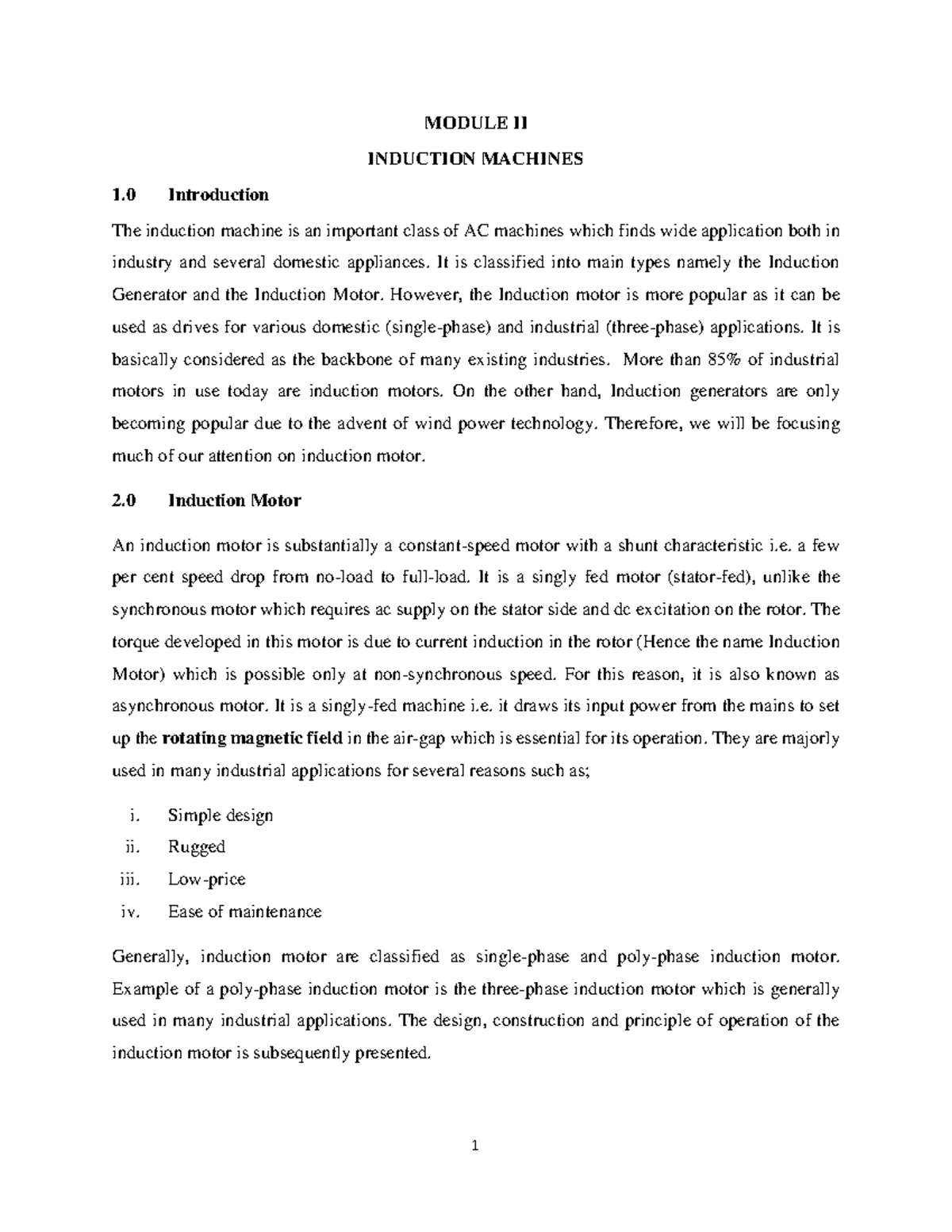 Induction Machine - MODULE II INDUCTION MACHINES 1 Introduction The ...