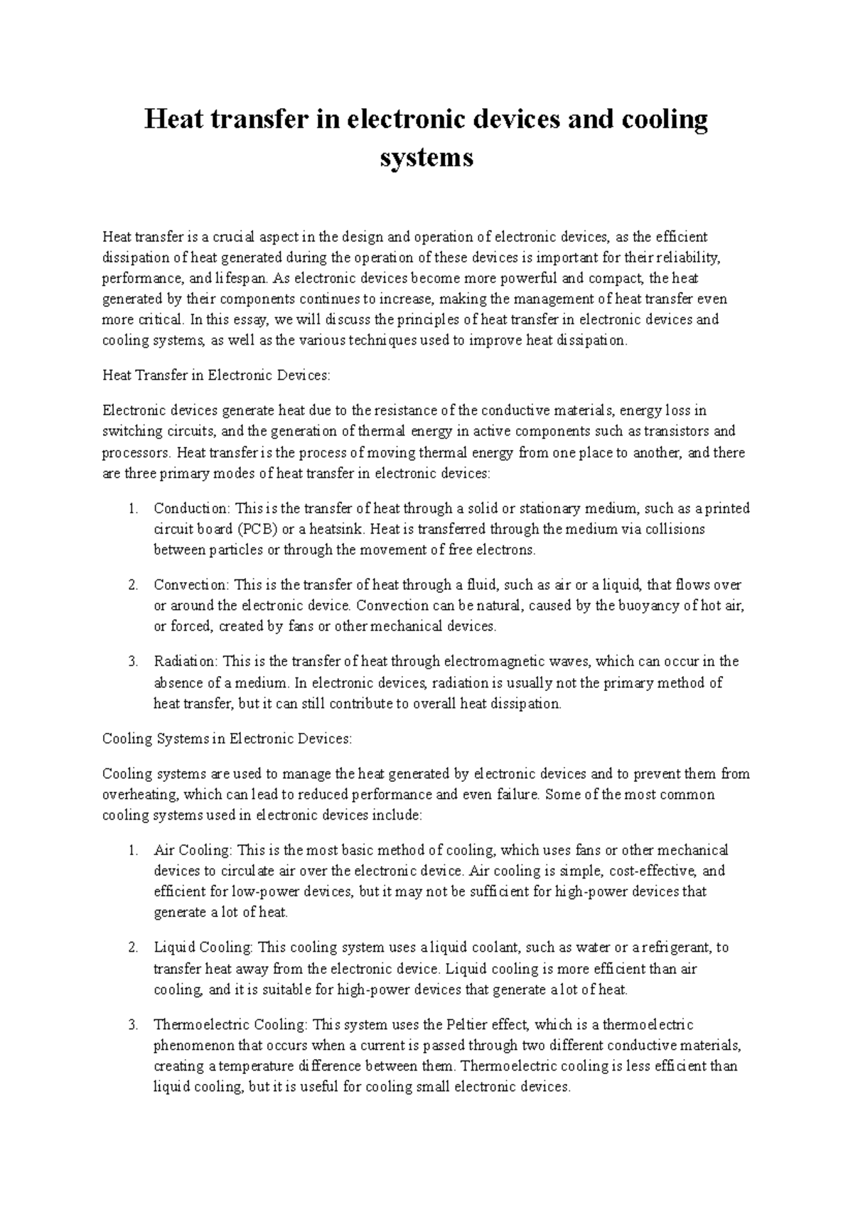 Heat transfer in electronic devices and cooling systems - Heat transfer ...