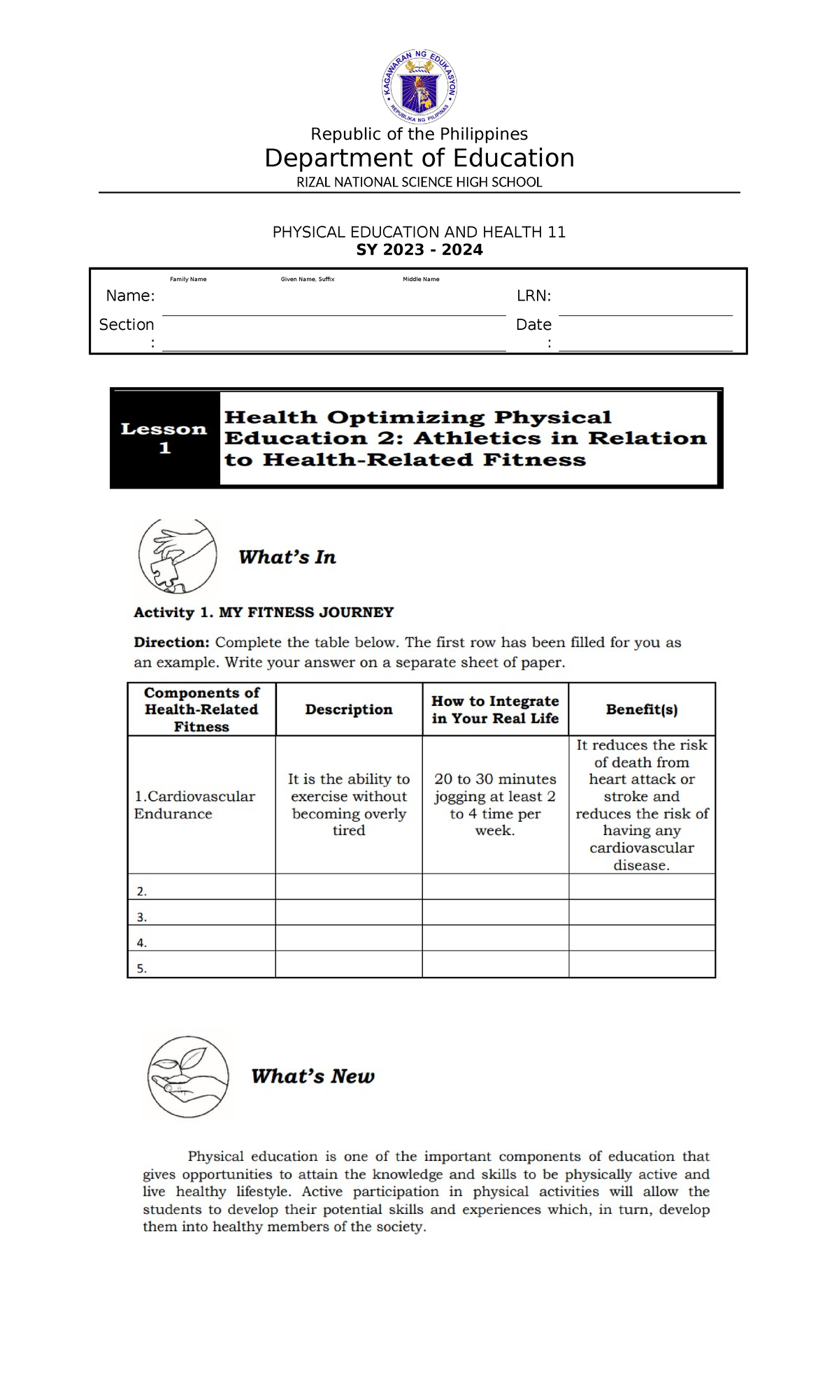 HOPE-11 Module-1 Quarter-2 Athletics-2023 2024 - Republic of the ...