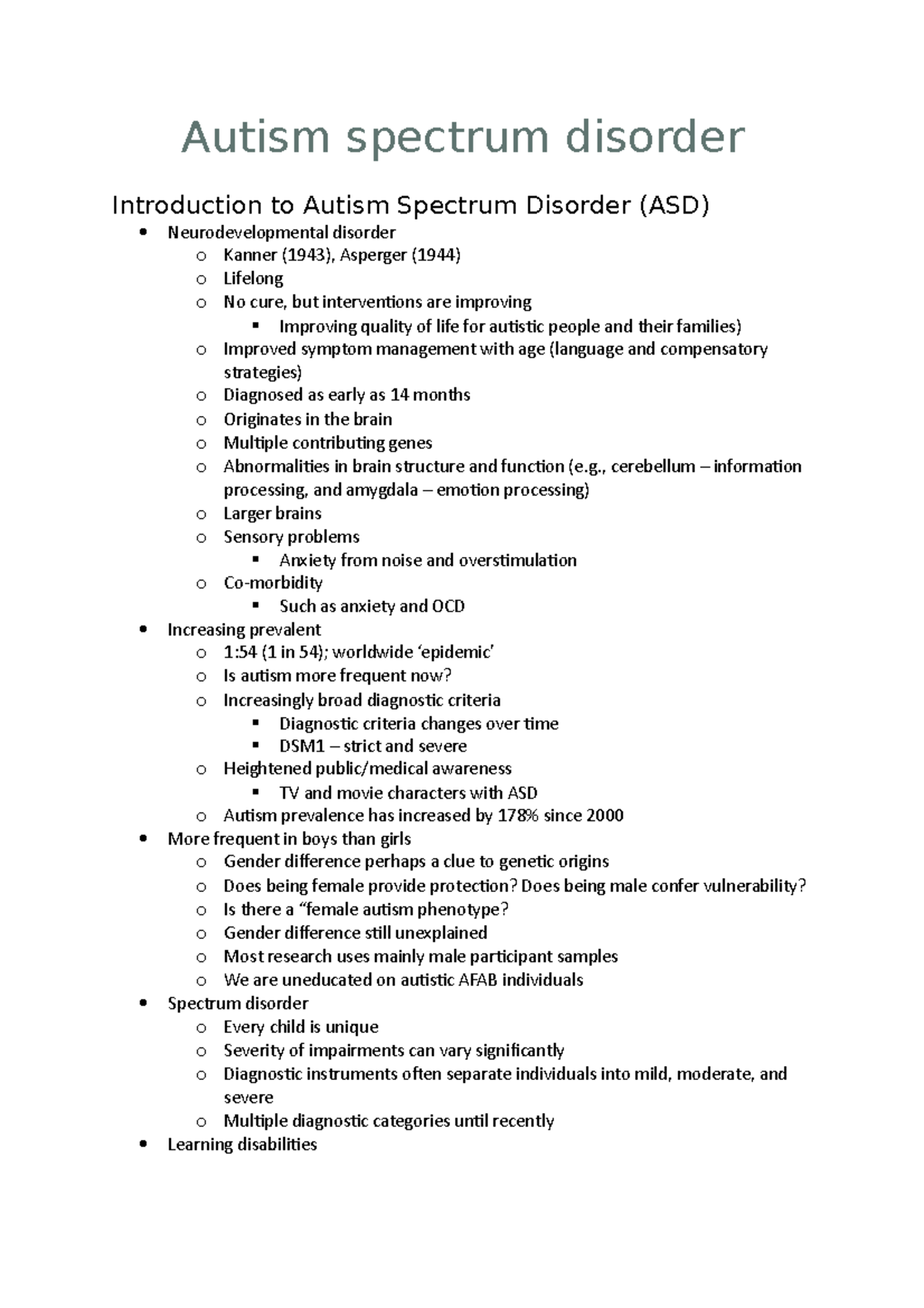 Autism Spectrum Disorder - , cerebellum – information processing, and ...