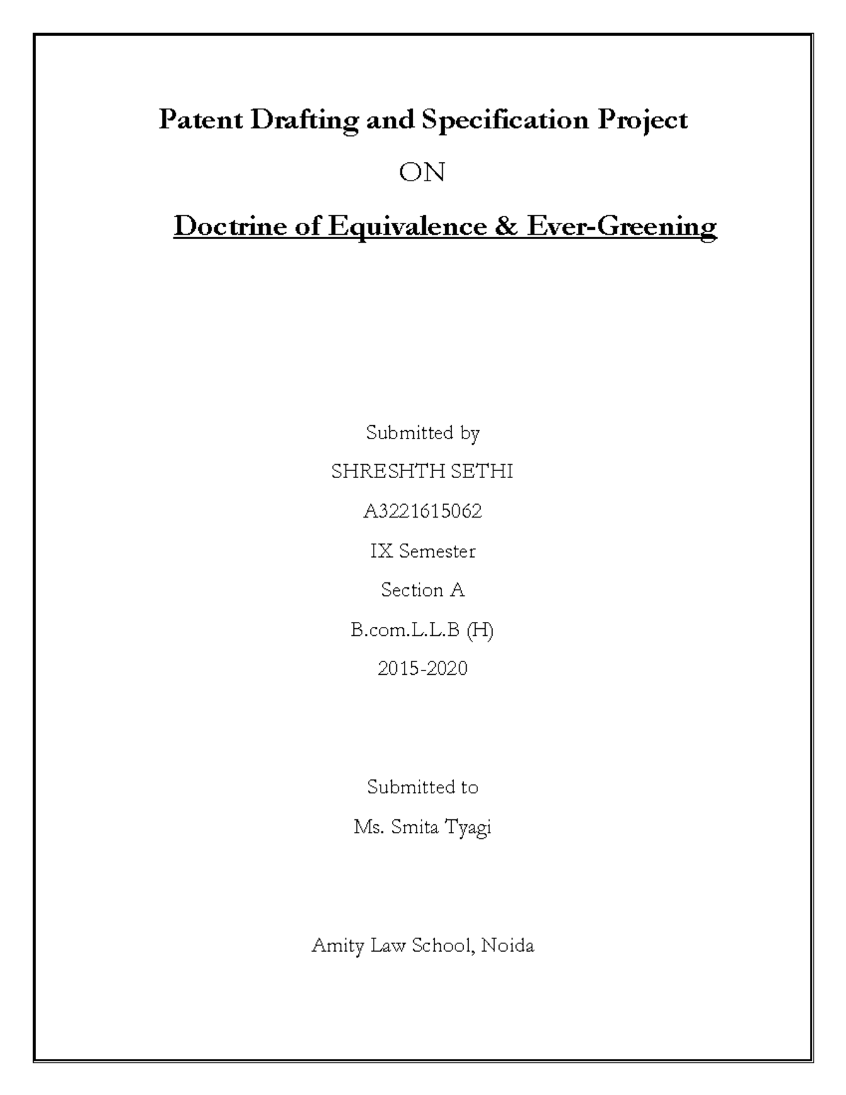 Patent Drafting and Specification Project - Patent Drafting and ...