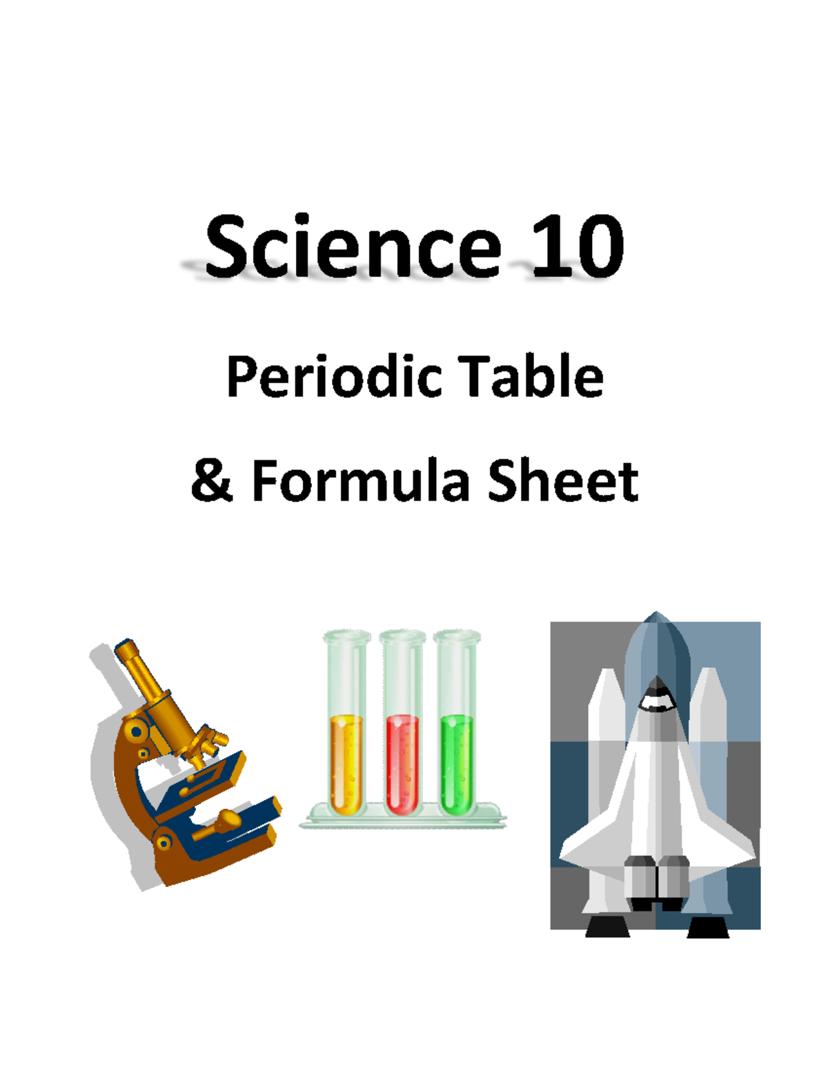 Science 10 Data Booklet - Science 10 Periodic Table & Formula Sheet ...