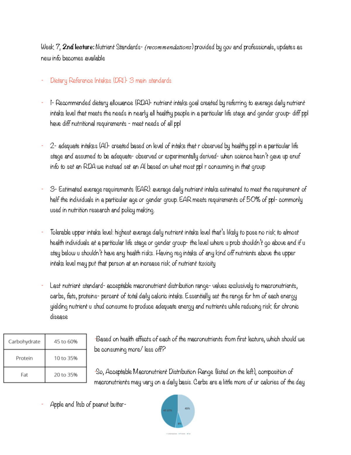 Health sci week 7 lecture 2 - Week 7, 2nd lecture: Nutrient Standards ...