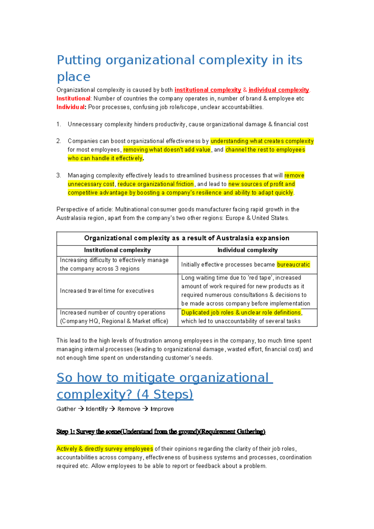 Week2 Putting Organizational Complexiity in its place - Putting ...