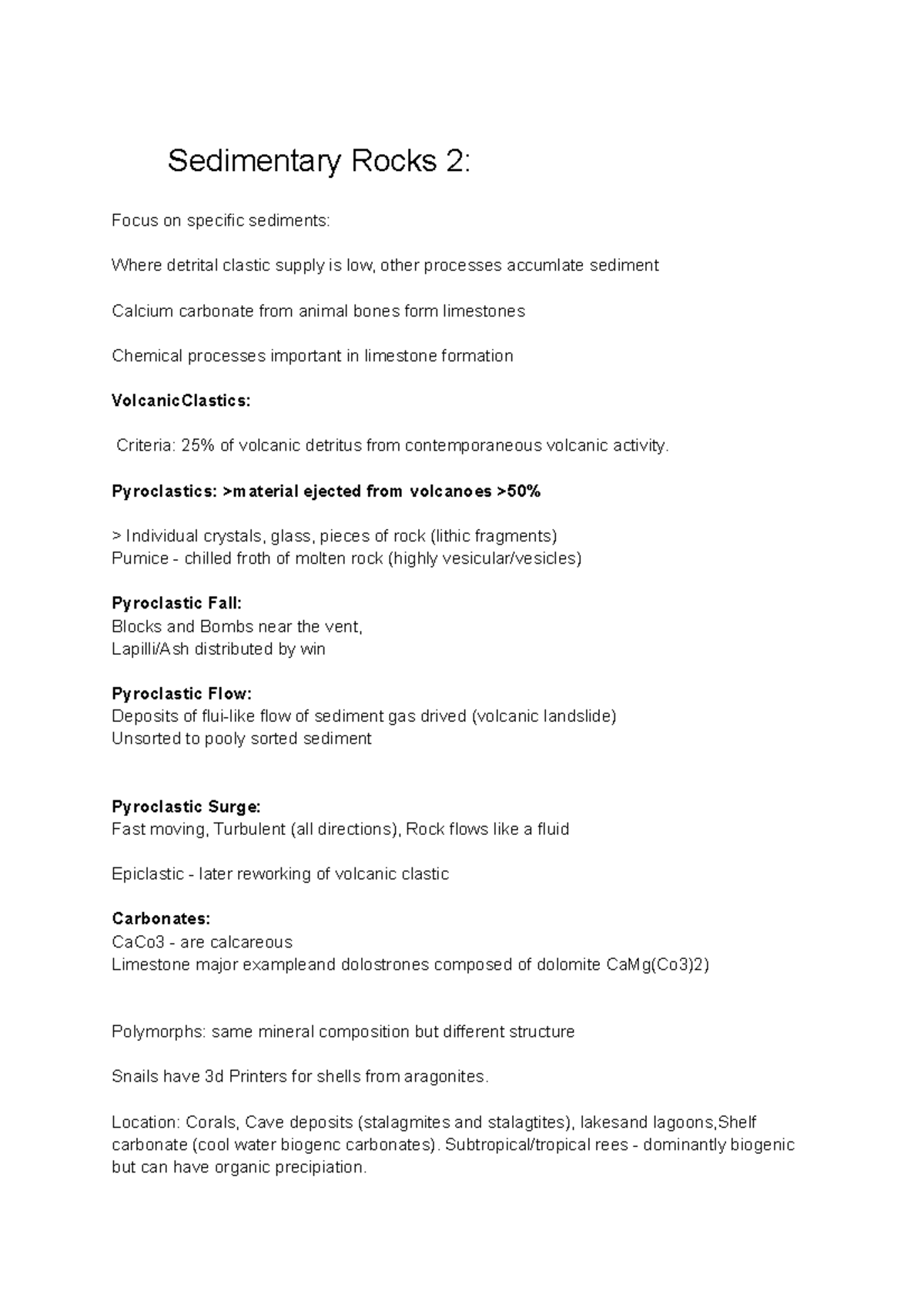 Sedimentary Rocks 2 - Lecture notes 4 - Sedimentary Rocks 2: Focus on ...