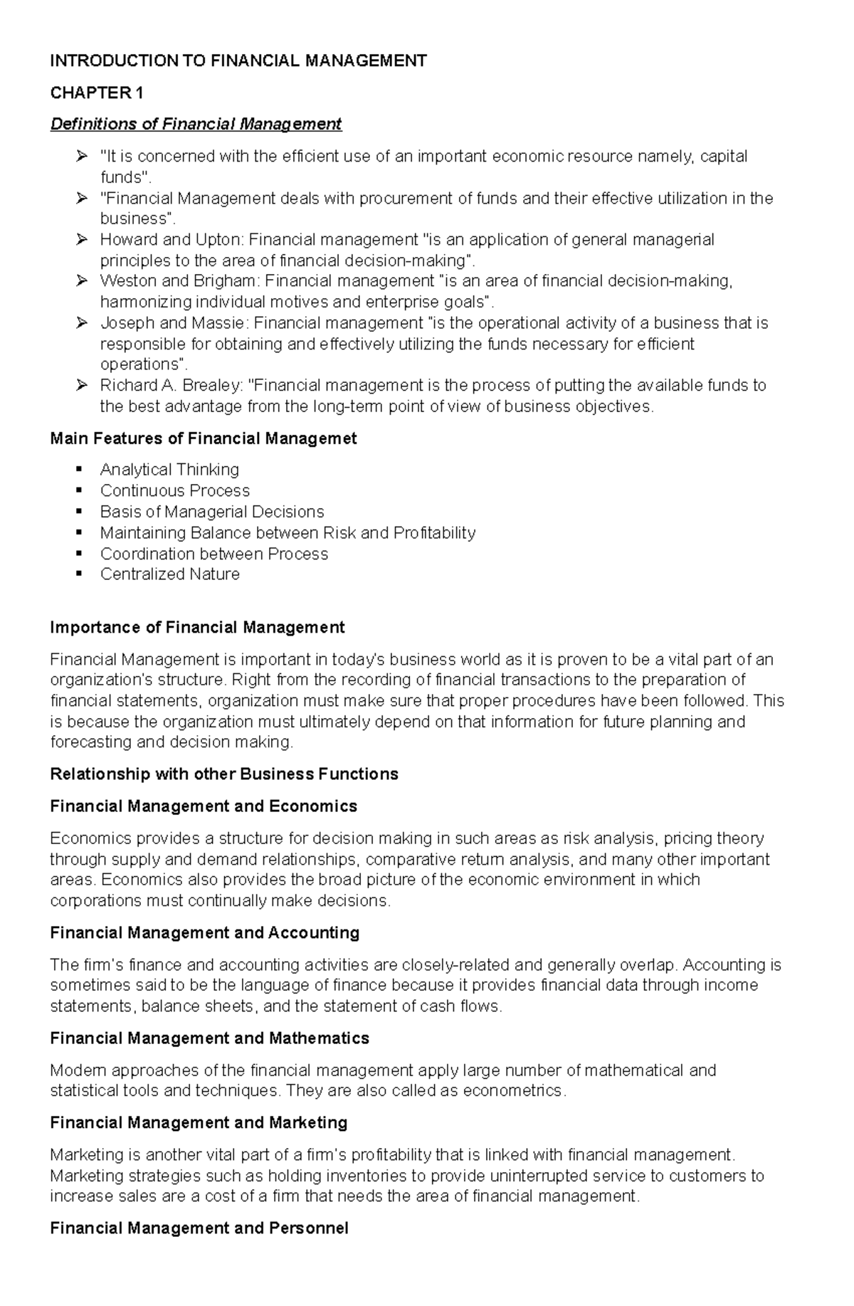 Introduction TO Financial Management - INTRODUCTION TO FINANCIAL ...