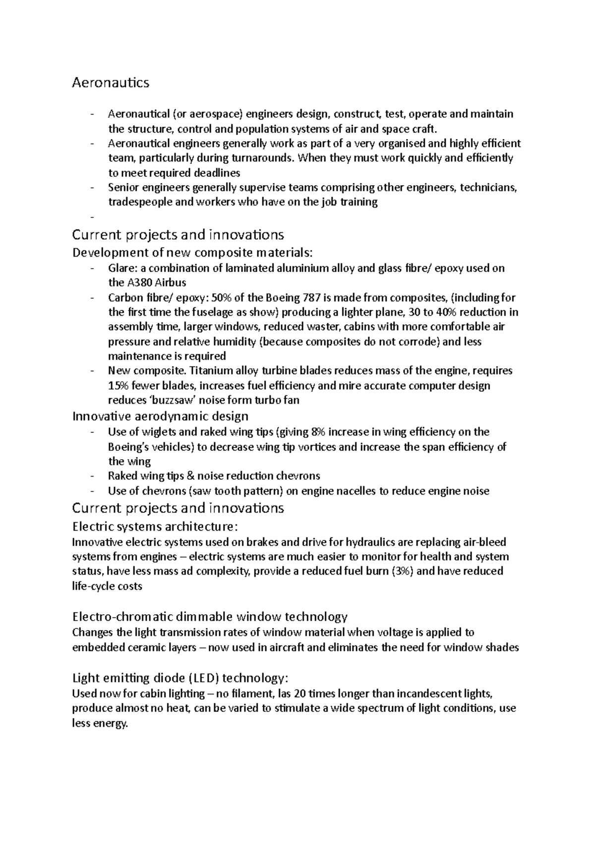 Aeronautics lecture notes - Aeronautics Aeronautical (or aerospace ...