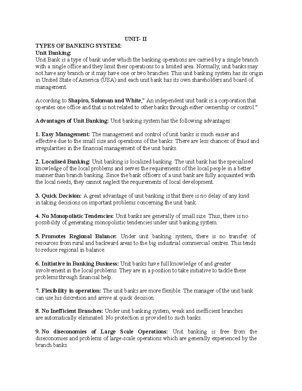 Unit-2 - It’s lecture notes - UNIT- II TYPES OF BANKING SYSTEM: Unit ...