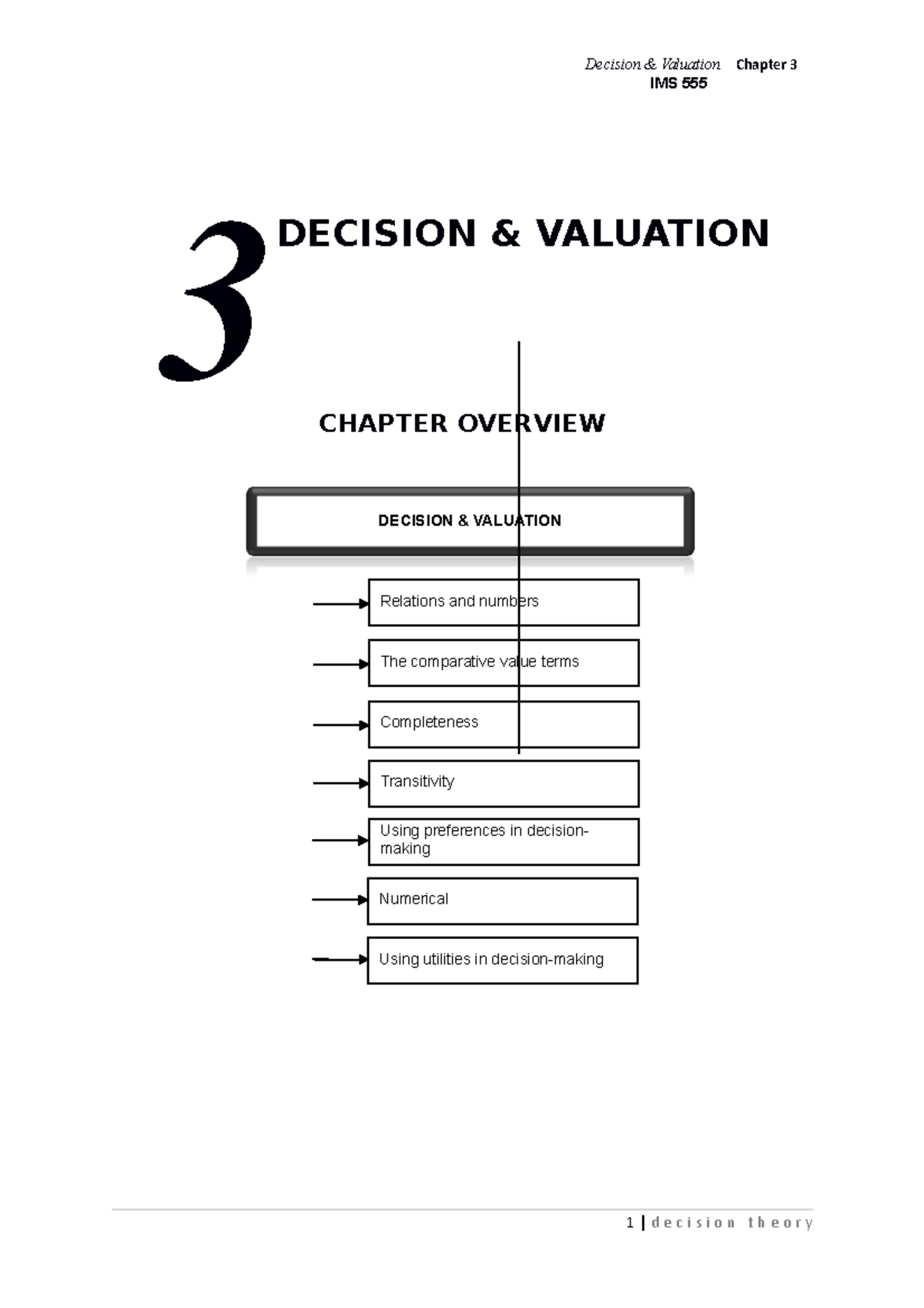 CHAPTER 3 DECISION - ####### Decision & Valuation Chapter 3 ####### IMS ...