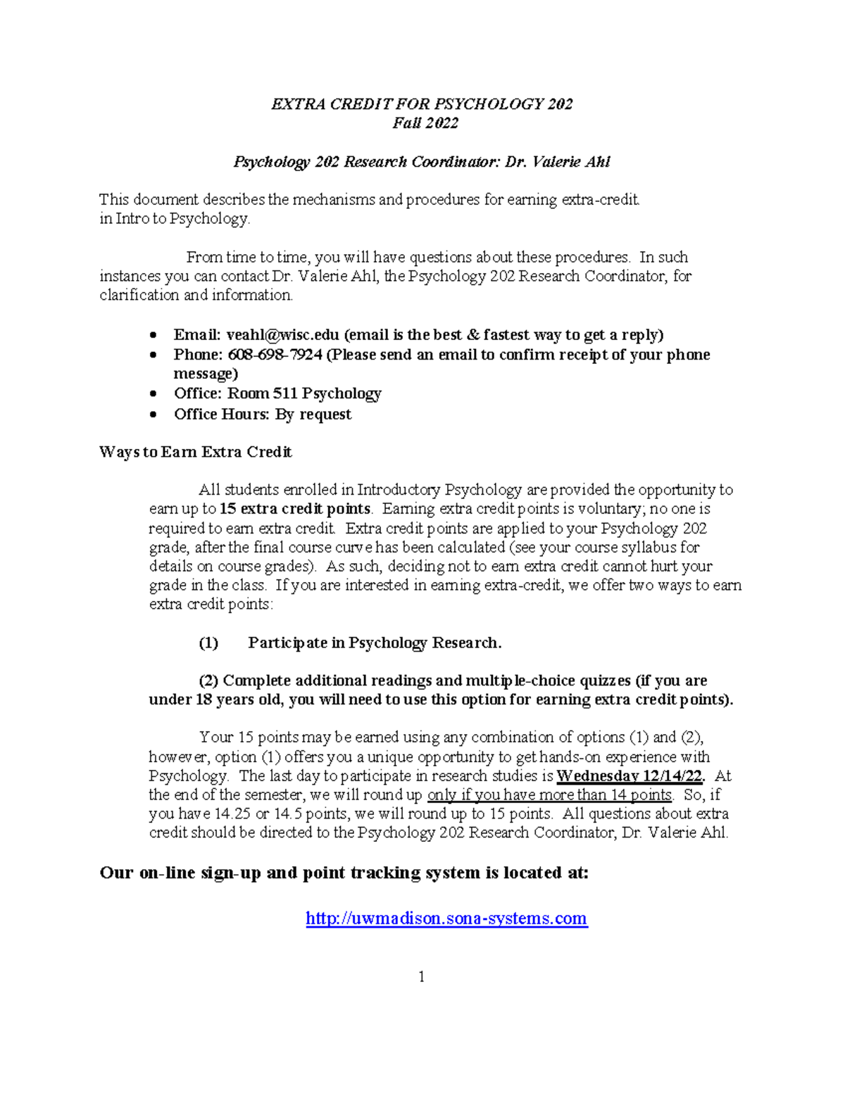 Extra Credit Handout - description - EXTRA CREDIT FOR PSYCHOLOGY 202 ...