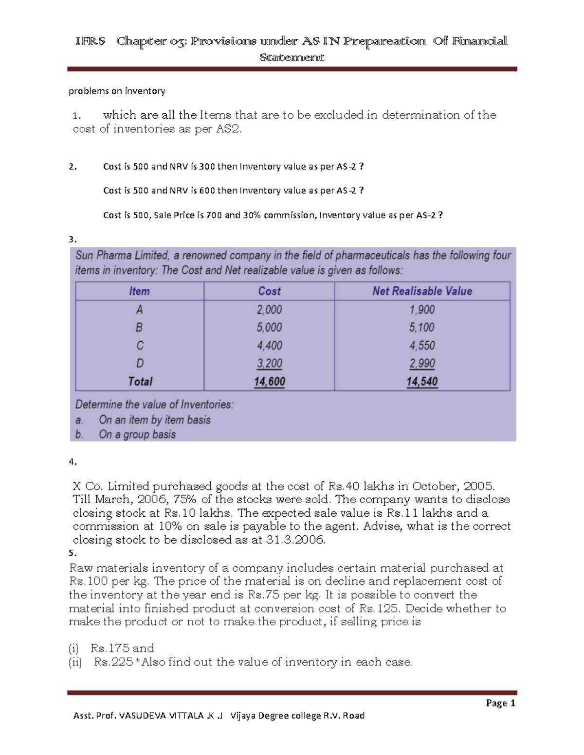 Problems on inventory - Nothing - Statement Page 1 problems on ...