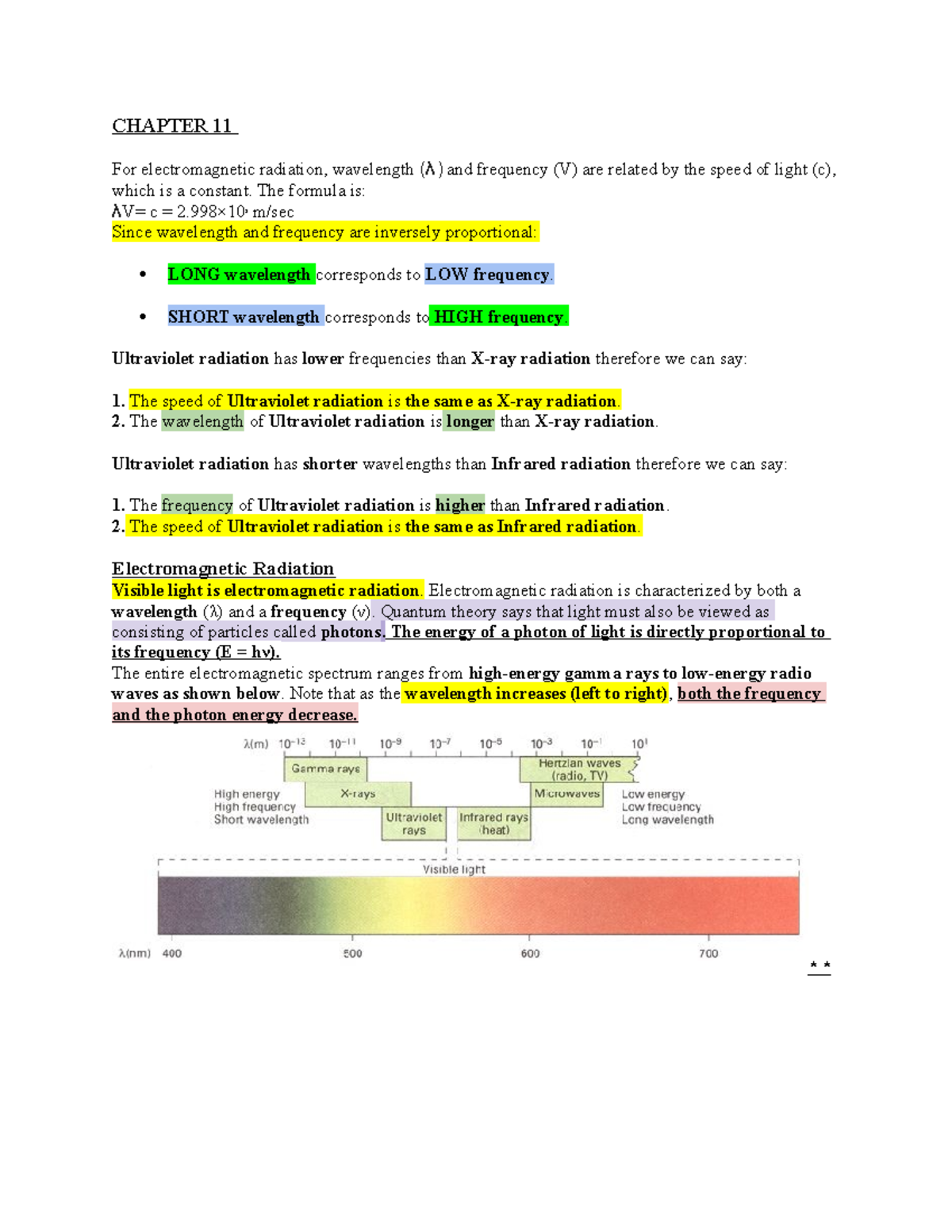 Chapter 11 - course notes on ch11 electromagnetic radiation - CHAPTER ...