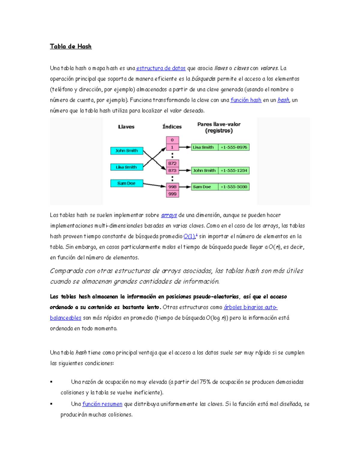 Resumen GDD - Tabla de Hash Una tabla hash o mapa hash es una ...
