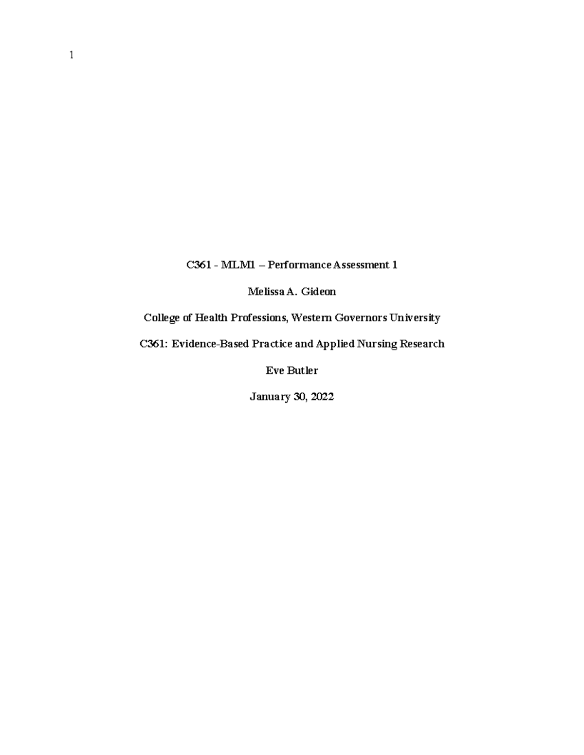 Melissa Gideon EVP final - C361 - MLM1 – Performance Assessment 1 ...