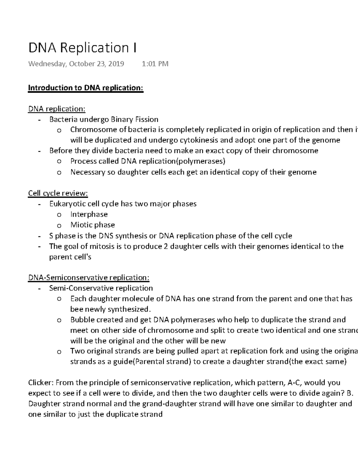DNA Replication I - Professor William B. Davis - Introduction to DNA ...