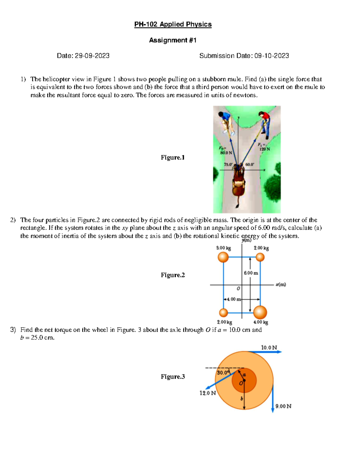 Assignment 1 - PH- 102 Applied Physics Assignment # Date: 29-09-2023 Submission Date: 09-10- The ...