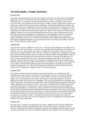 The Great Gatsby - The Great Gatsby Chapter I How does Nick describe ...