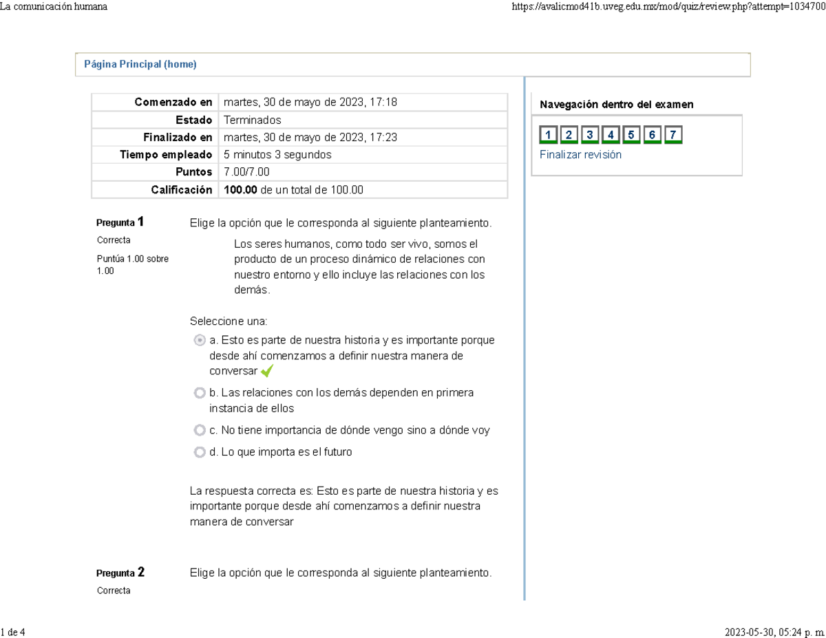 Examen 1 La comunicación humana mayo 2023 - Página Principal (home ...