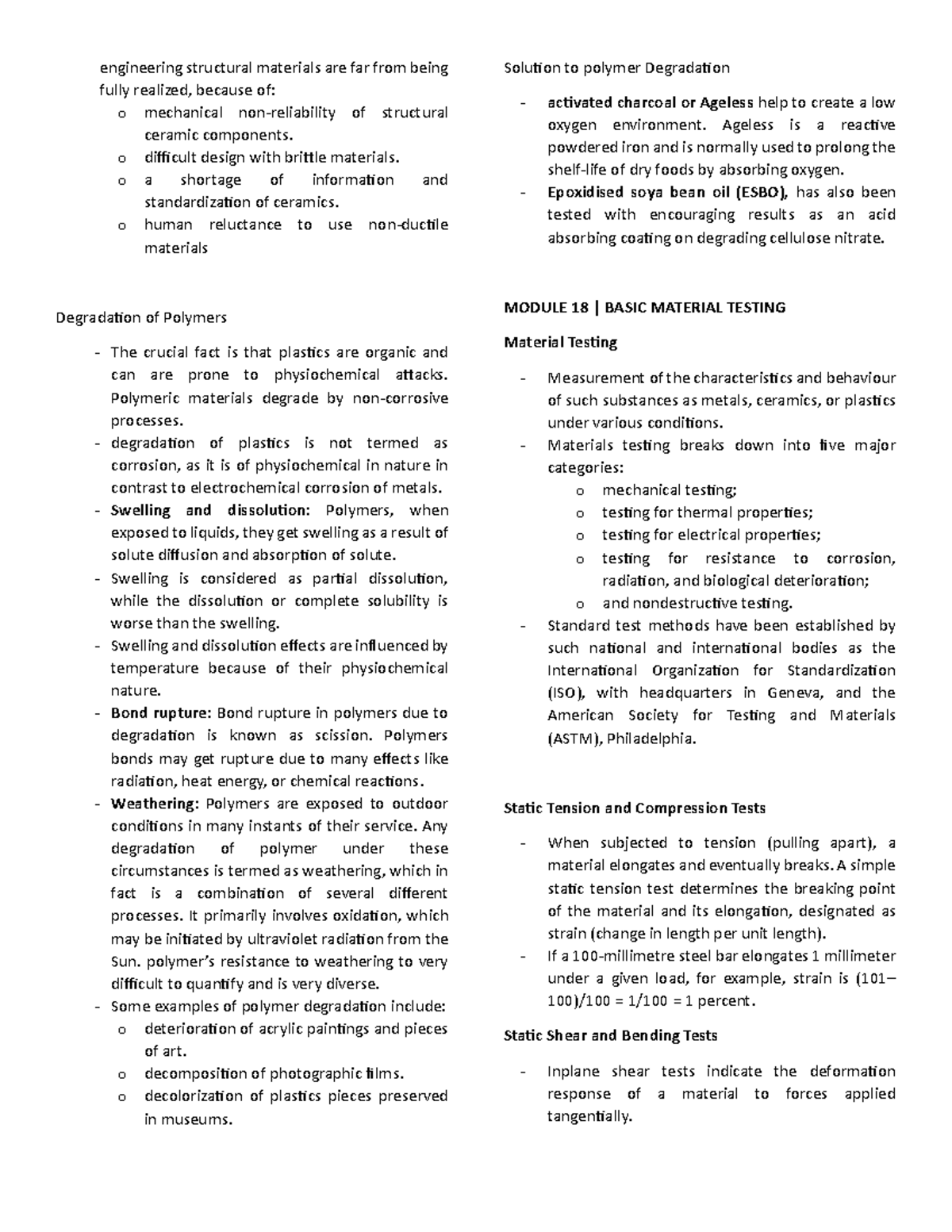 ME8 Module 16 18 - Material Science - engineering structural materials ...