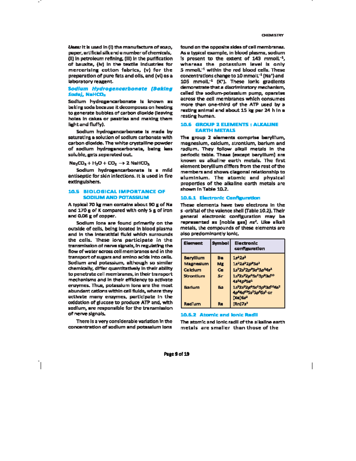 Alkaline Earth metals - comparative study of s and p blocks - Studocu
