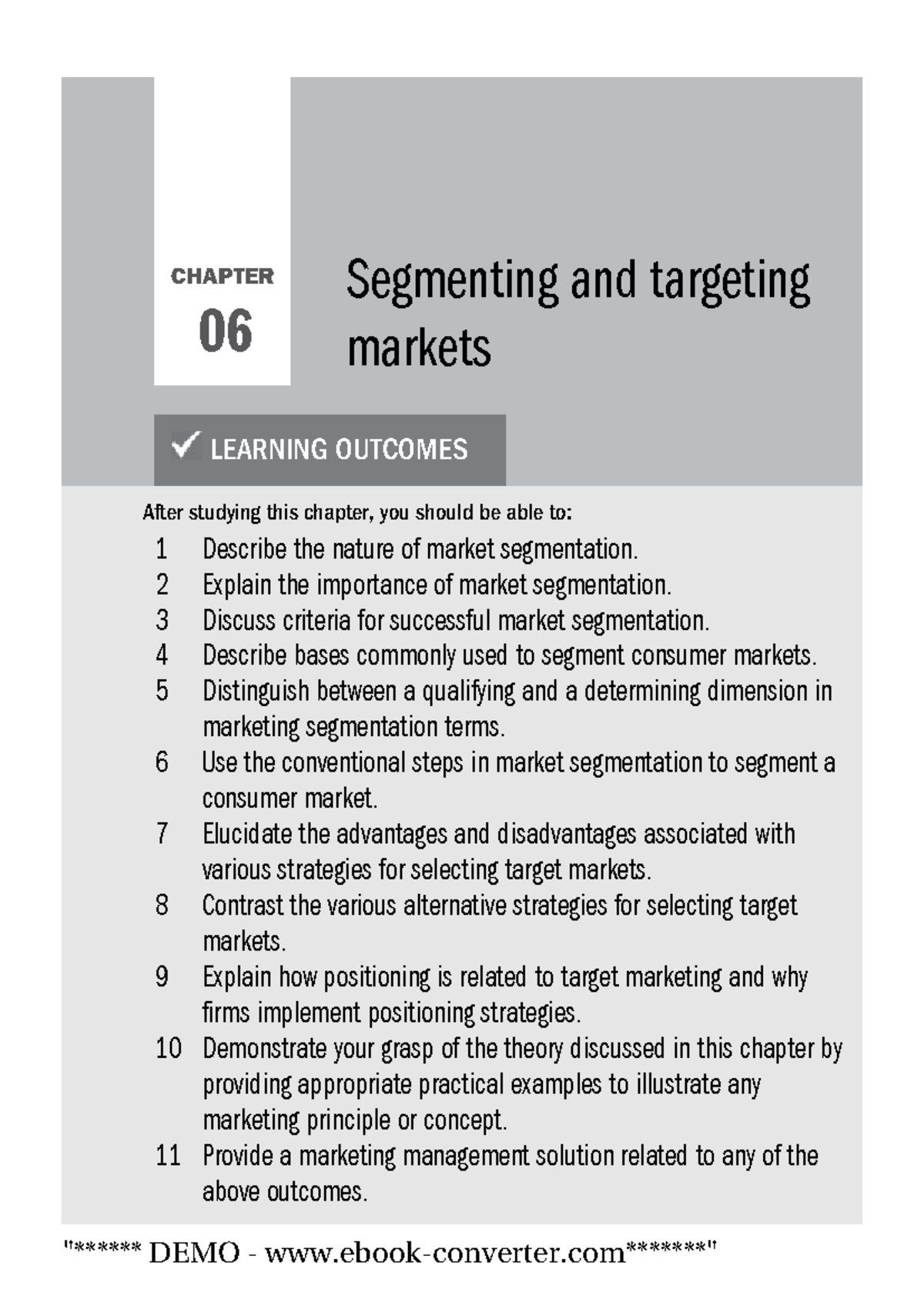Chapter 6 - past papers - 1 2 3 4 5 6 7 8 9 10 11 CHAPTER 06 Segmenting and targeting markets ...