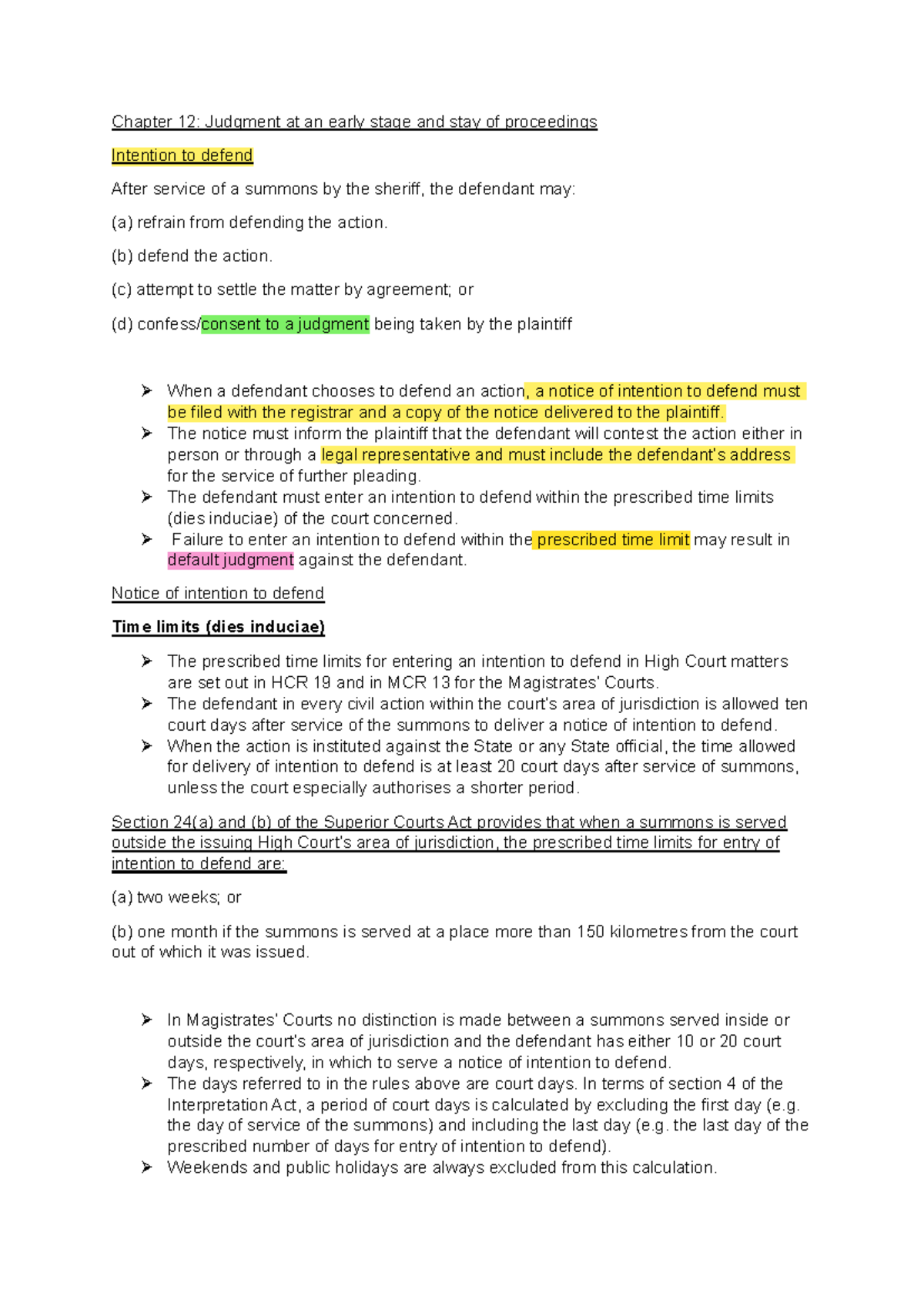 Chapter 12 civil procedure- judgement at an early stage and stay of ...
