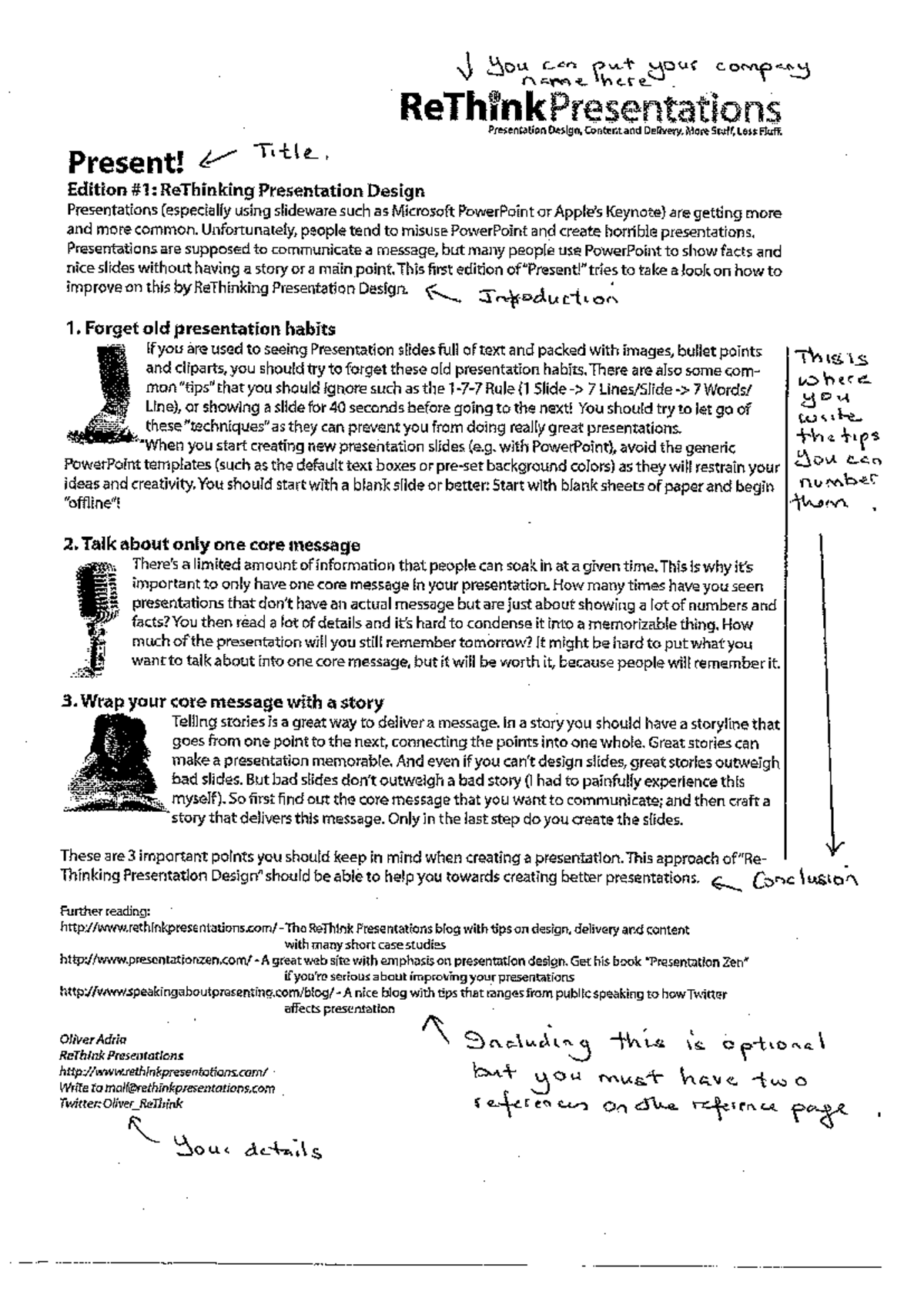 Sample presentation handout - English for workplace communication - Studocu