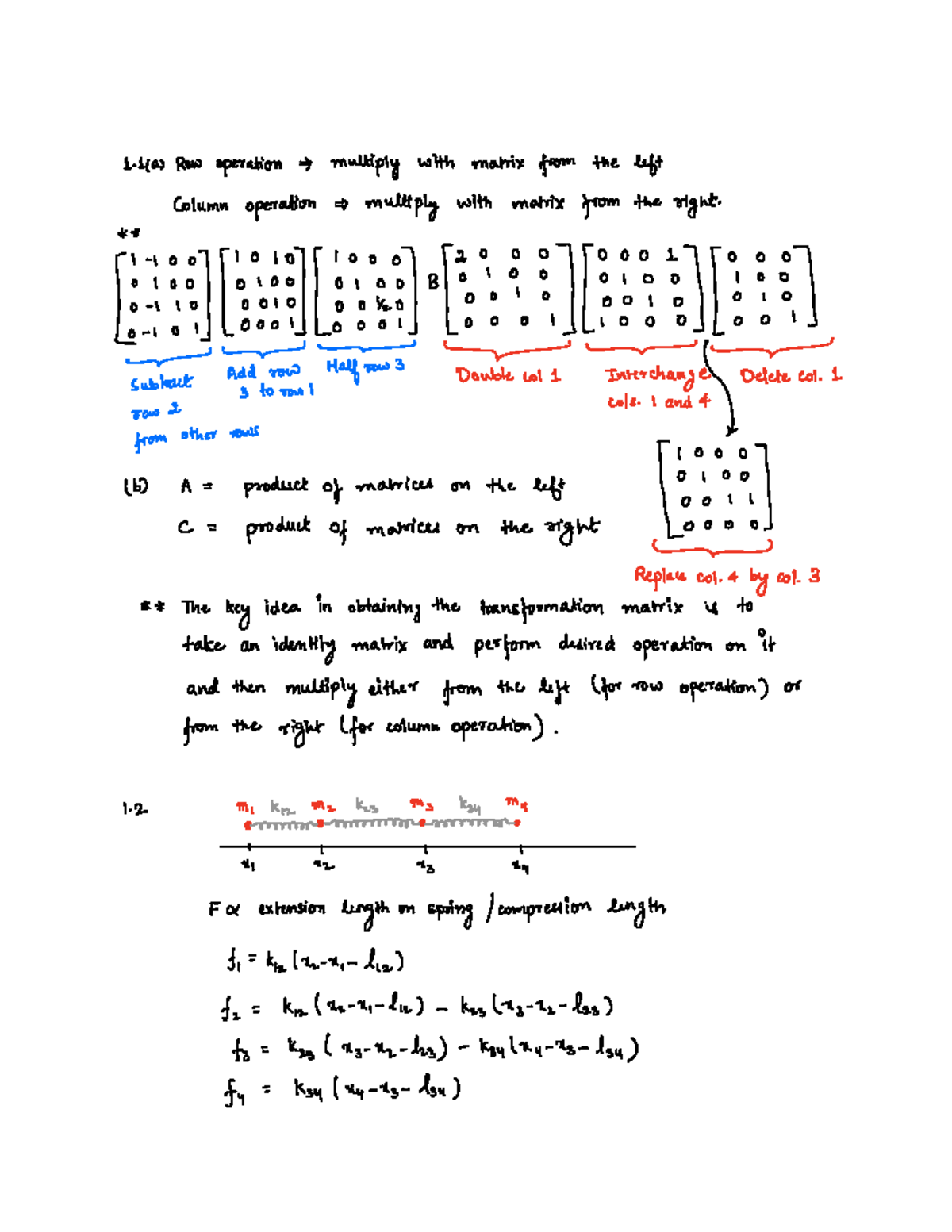 Sol1 - linear algebra - 1 HasRow operation multiply with matrix from the left column operation ...