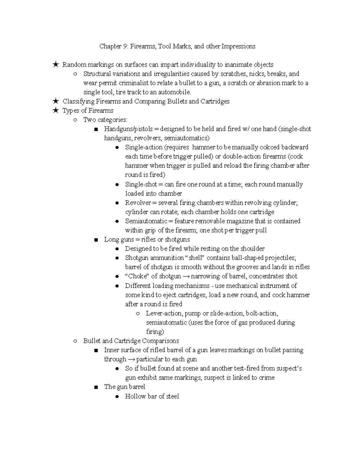 Forensics Chapter 9 - Hoa Trinh - Chapter 9: Firearms, Tool Marks, and ...