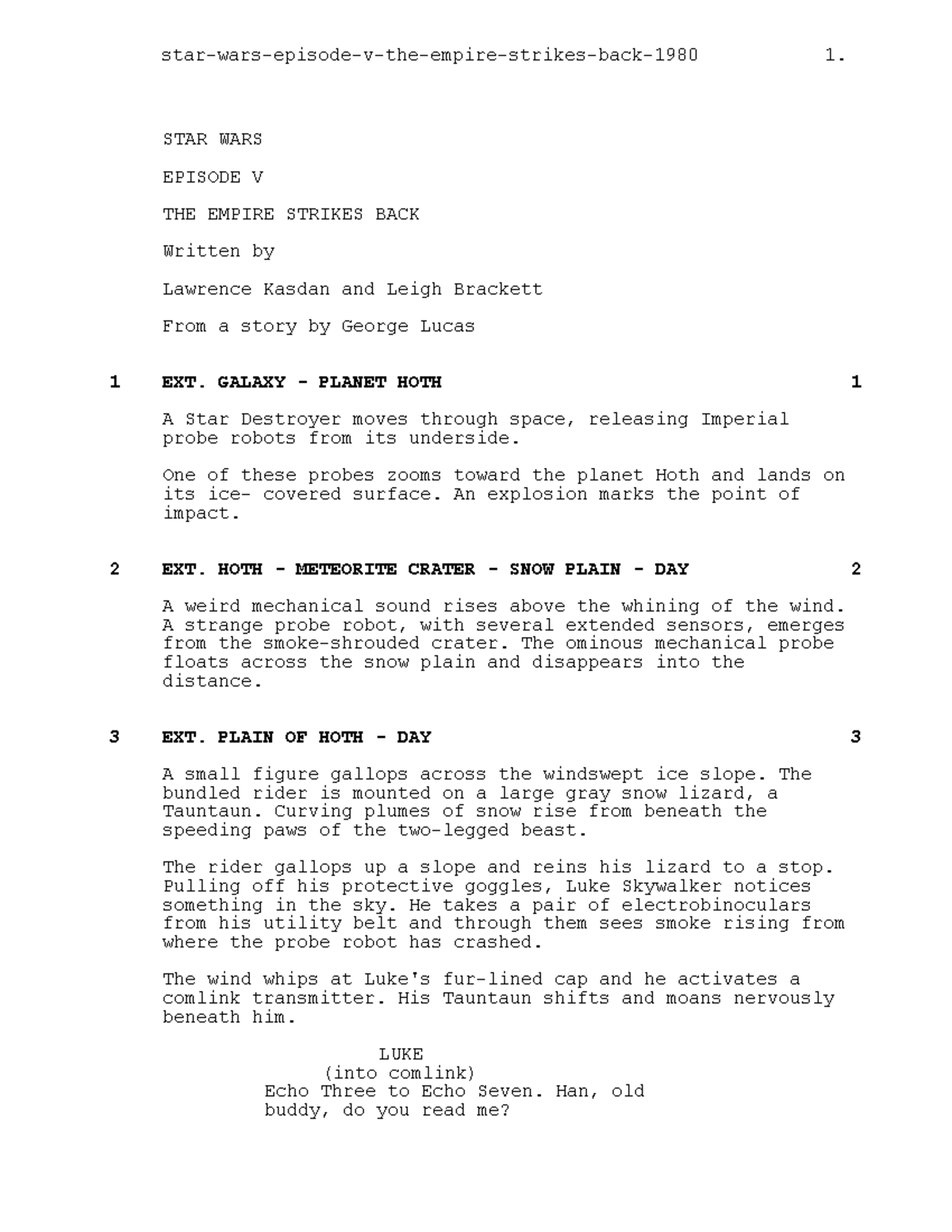 Star wars episode v the empire strikes back 1980 - STAR WARS EPISODE V ...