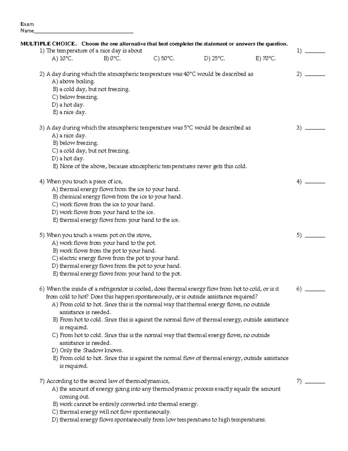 Chapter 7 - Test bank for physics - Exam Name ...