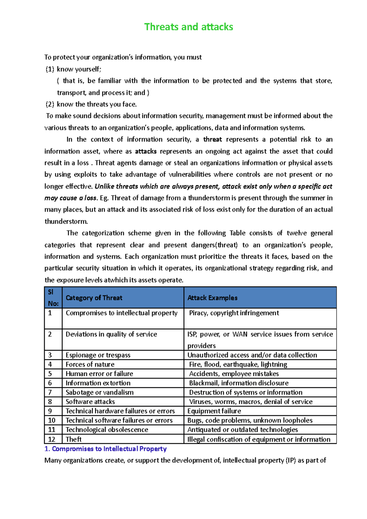 Threats-1 - Threats - Threats and attacks To protect your organization ...