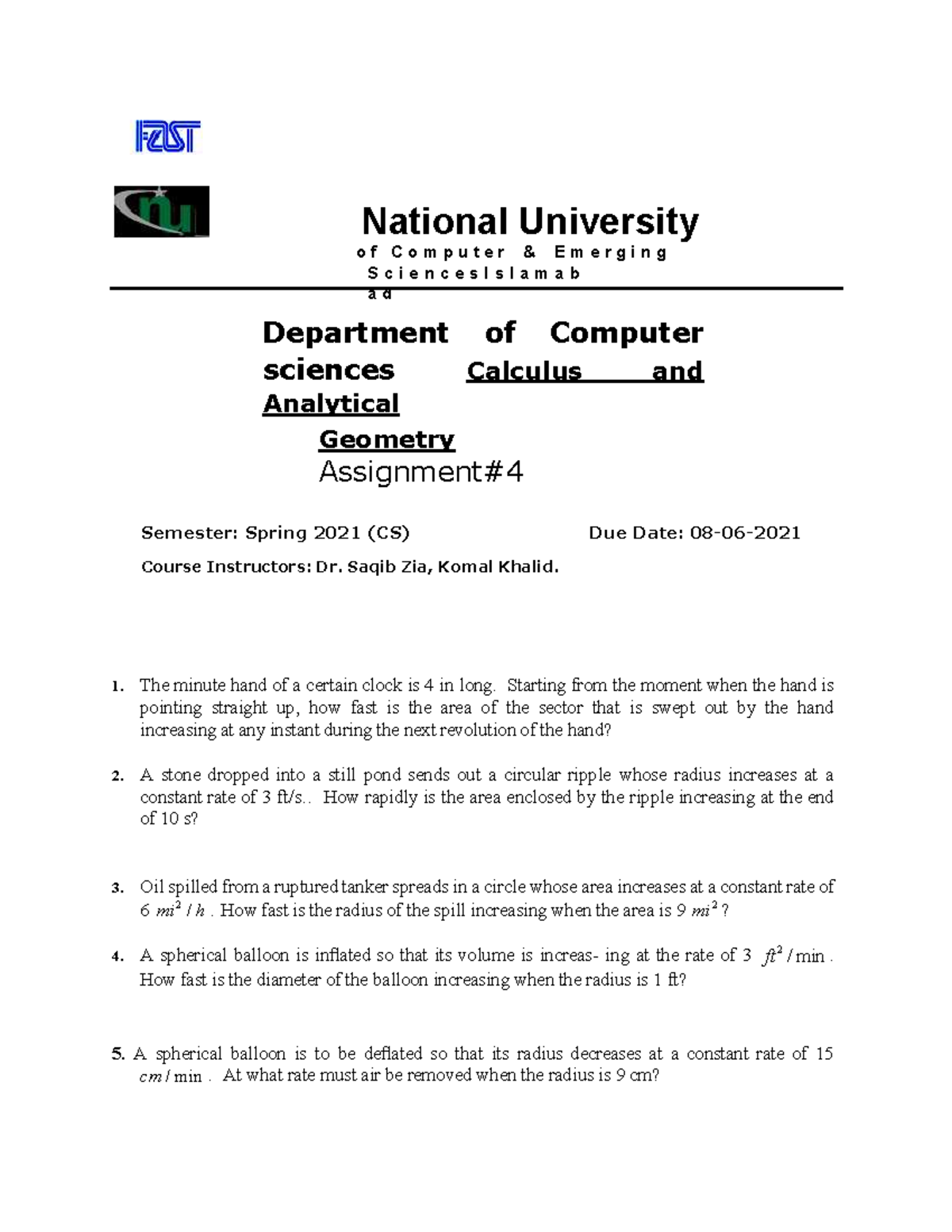 Assignment 4 Assignment4 National University O F C O M P U T E R And E M E R G I N G S C I E