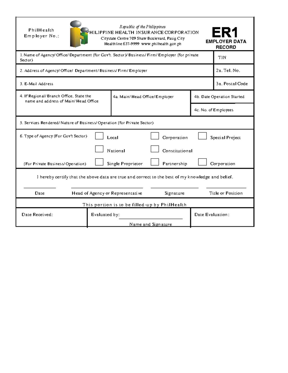 Er1 - YES - Em p lo ye r N o .:Ph ilH e alth PHILIPPINE HEALTH ...