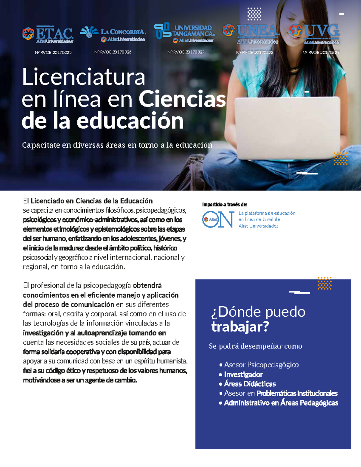 LIC Ciencias Educacion Onaliat - en línea en Ciencias de la educación ¿Dónde puedo trabajar ...