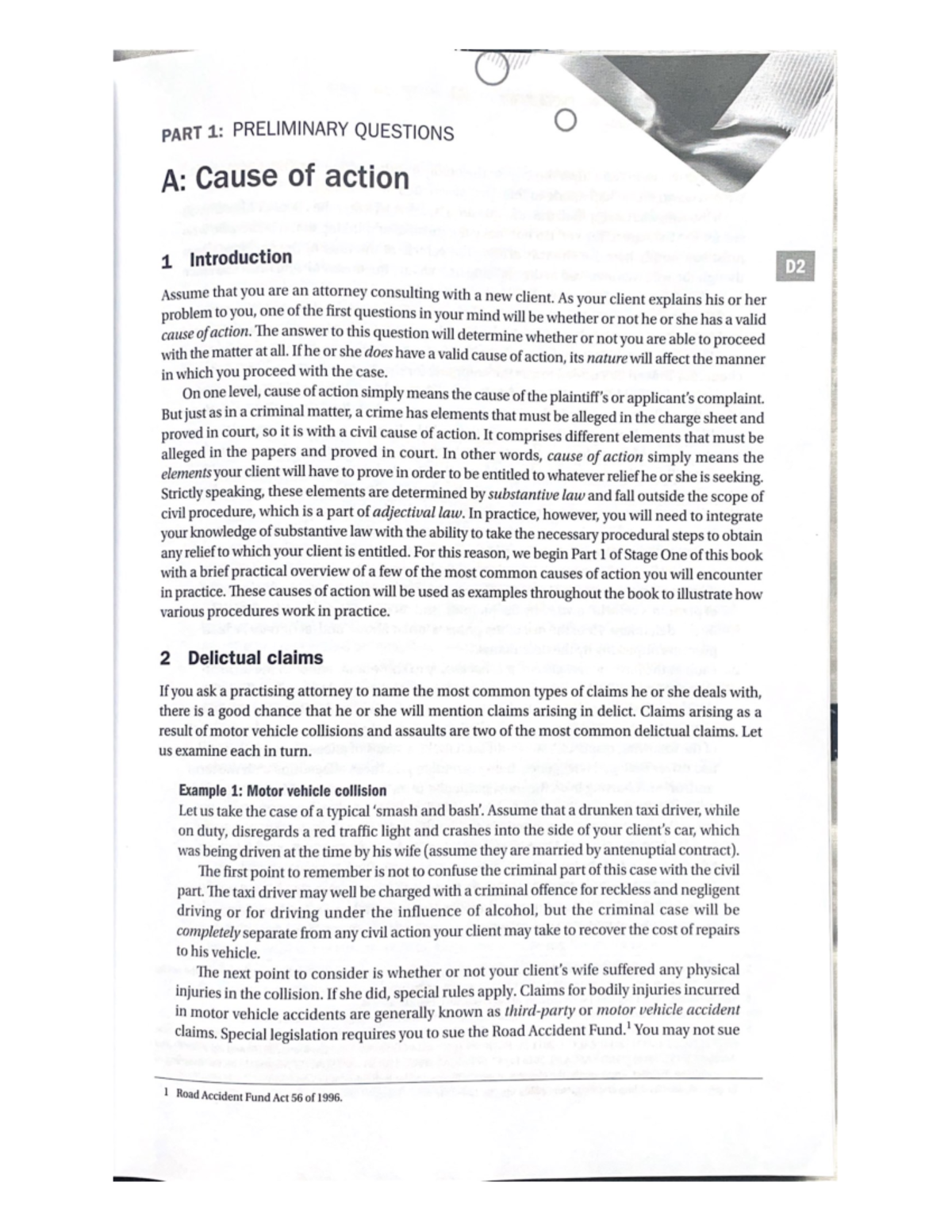 A Cause of action - Law of civil procedure ufs notes semester 1 - PART ...