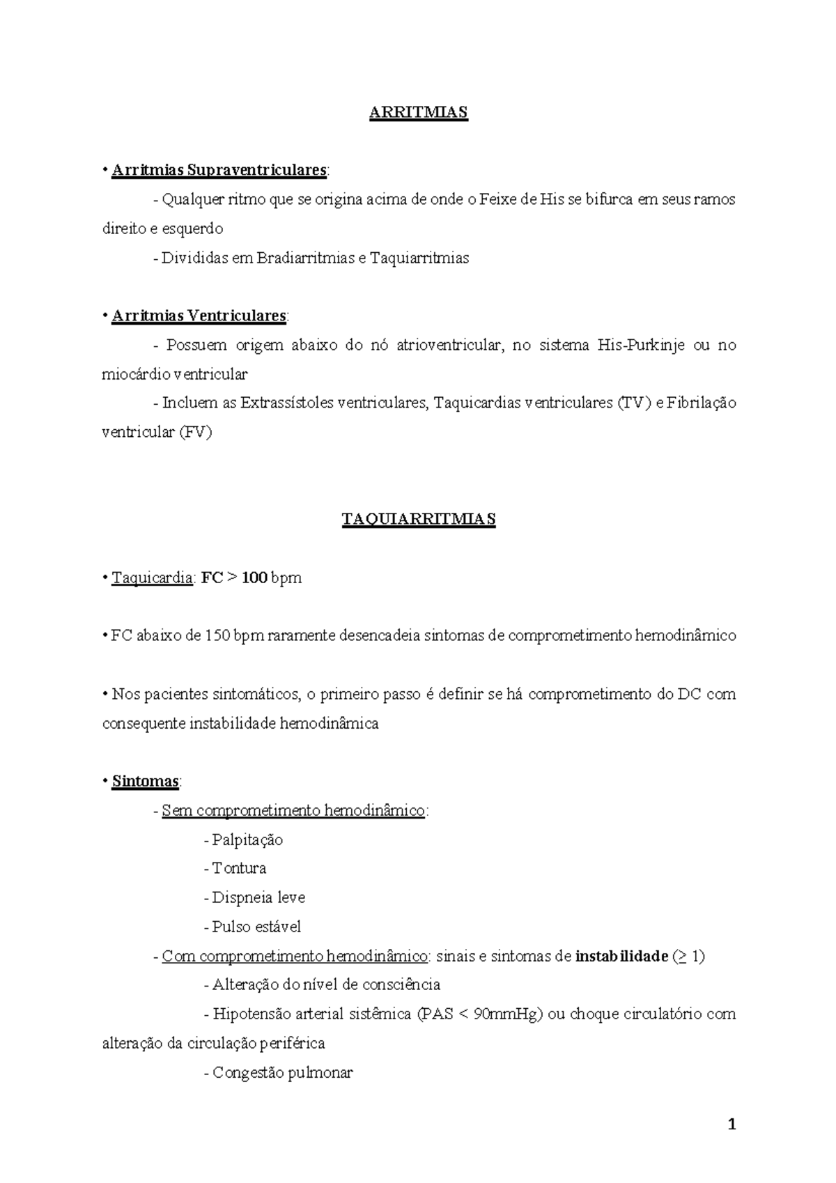 Arritmias - Resumo Urgência e Emergência - Warning: TT: undefined function: 32 ARRITMIAS ...
