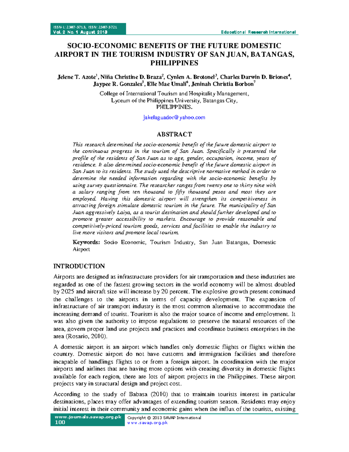 Socio Economic Benefits OF THE Future DO - - Studocu