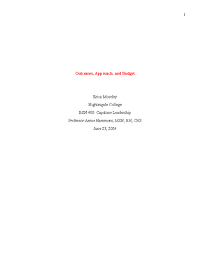 BSN 485 - Literature Review 10.06.24 - Literature Review Wilma Coulter ...