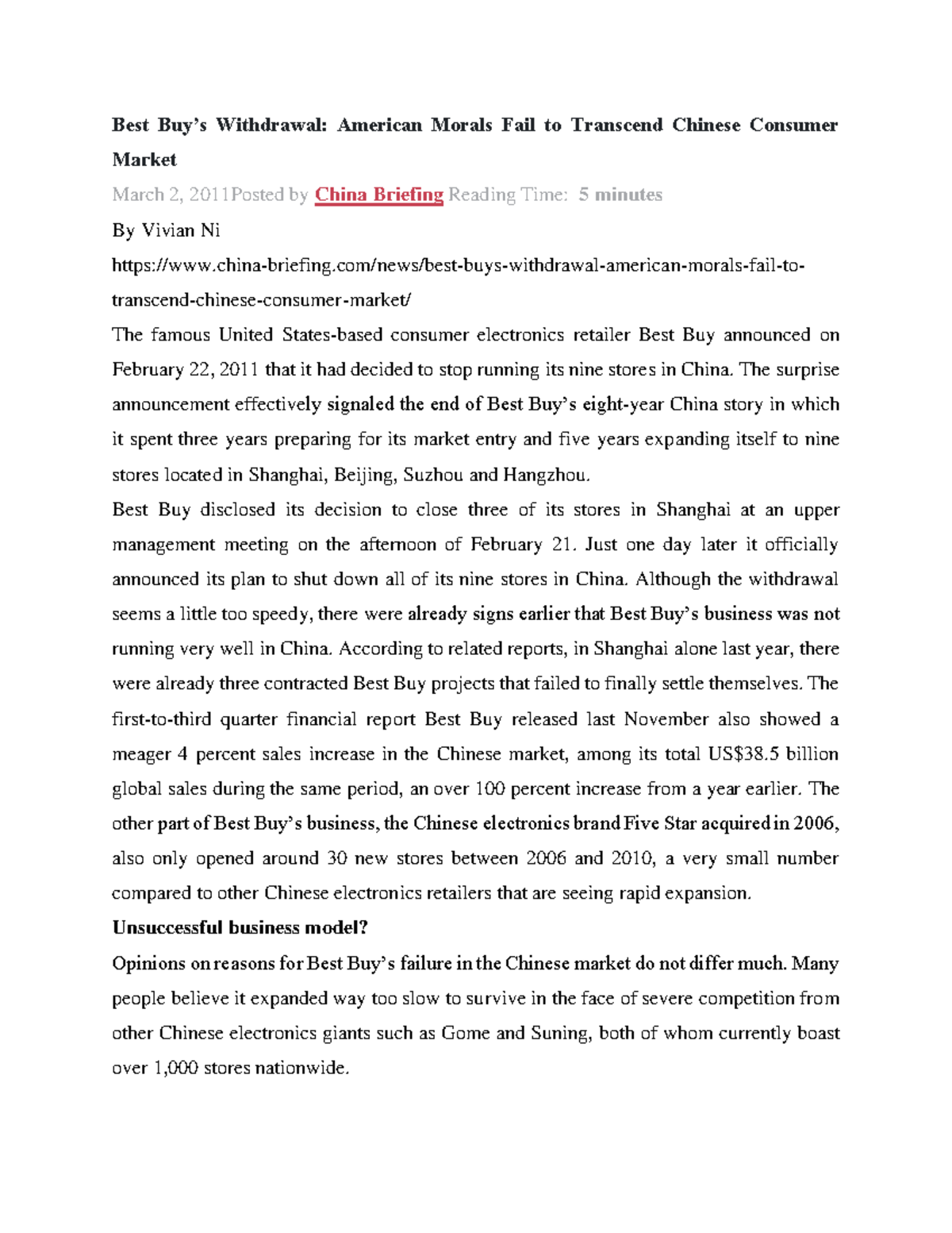 1.4.1 Case Best Buy - hhaaa - Best Buy’s Withdrawal: American Morals ...