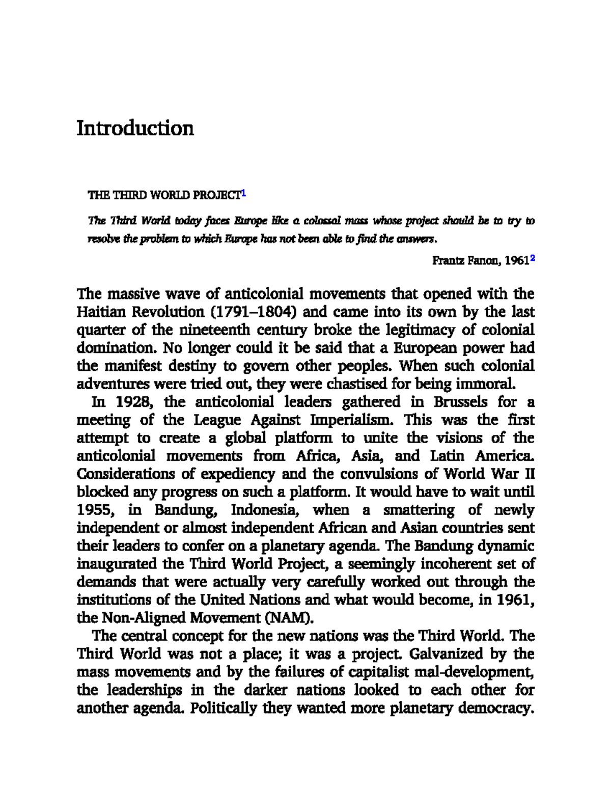 Third world as a political project - Introduction THE THIRD WORLD PROJECT1 The Third World today ...