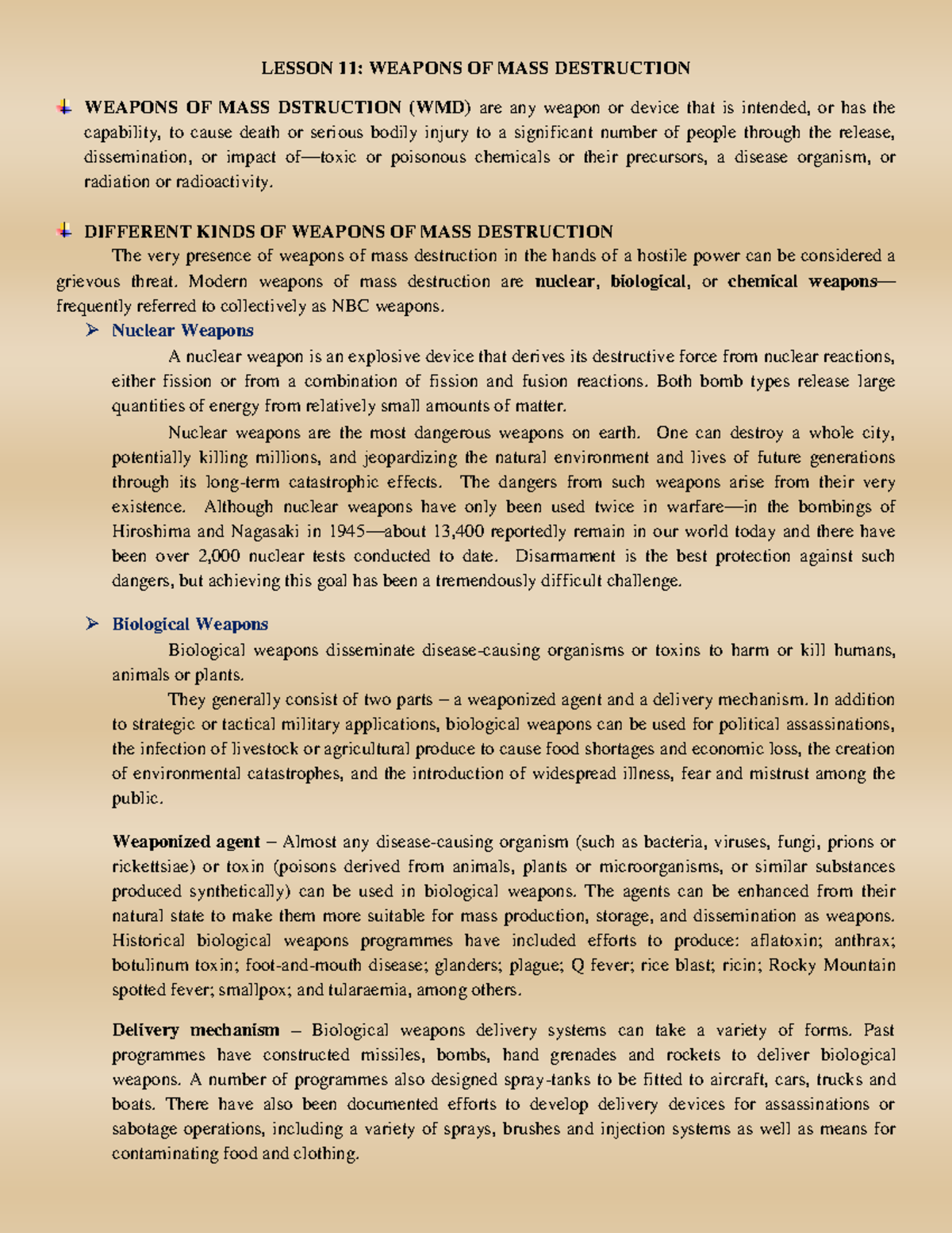 Science, Technology and Society Lesson 11/11 - LESSON 11: WEAPONS OF ...